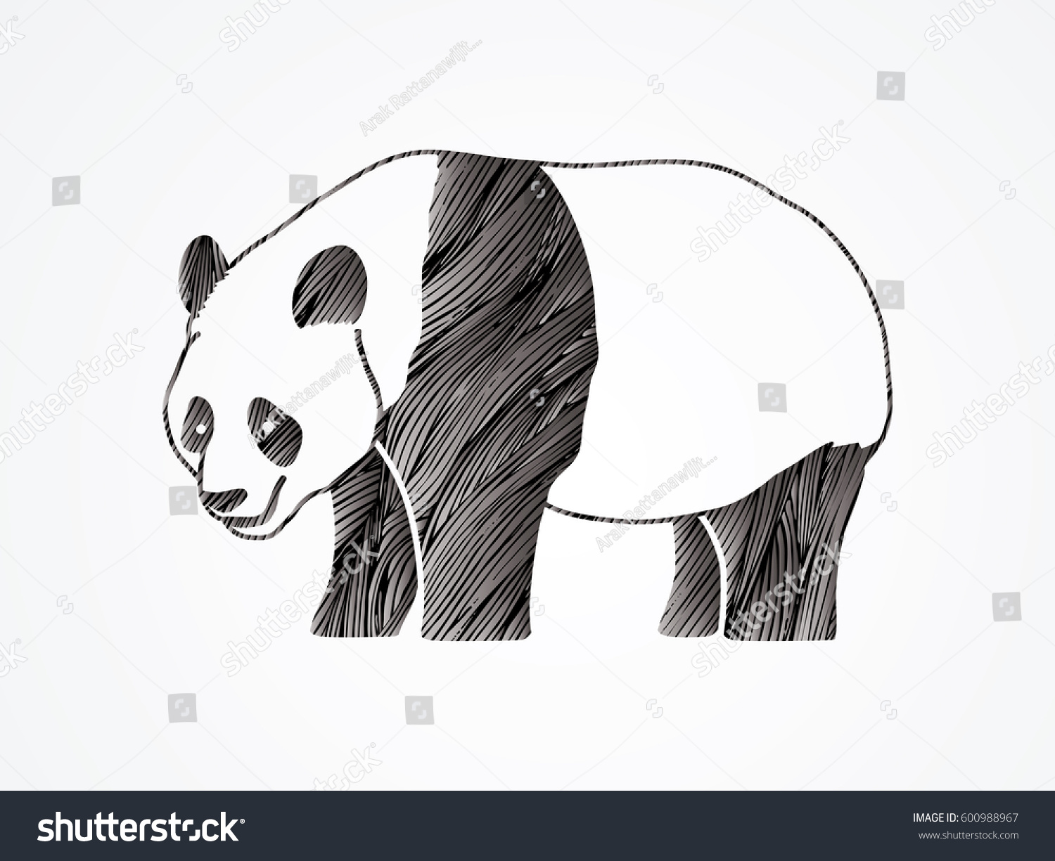 Panda Standing Side View Designed Using: เวกเตอร์สต็อก (ปลอดค่า ...