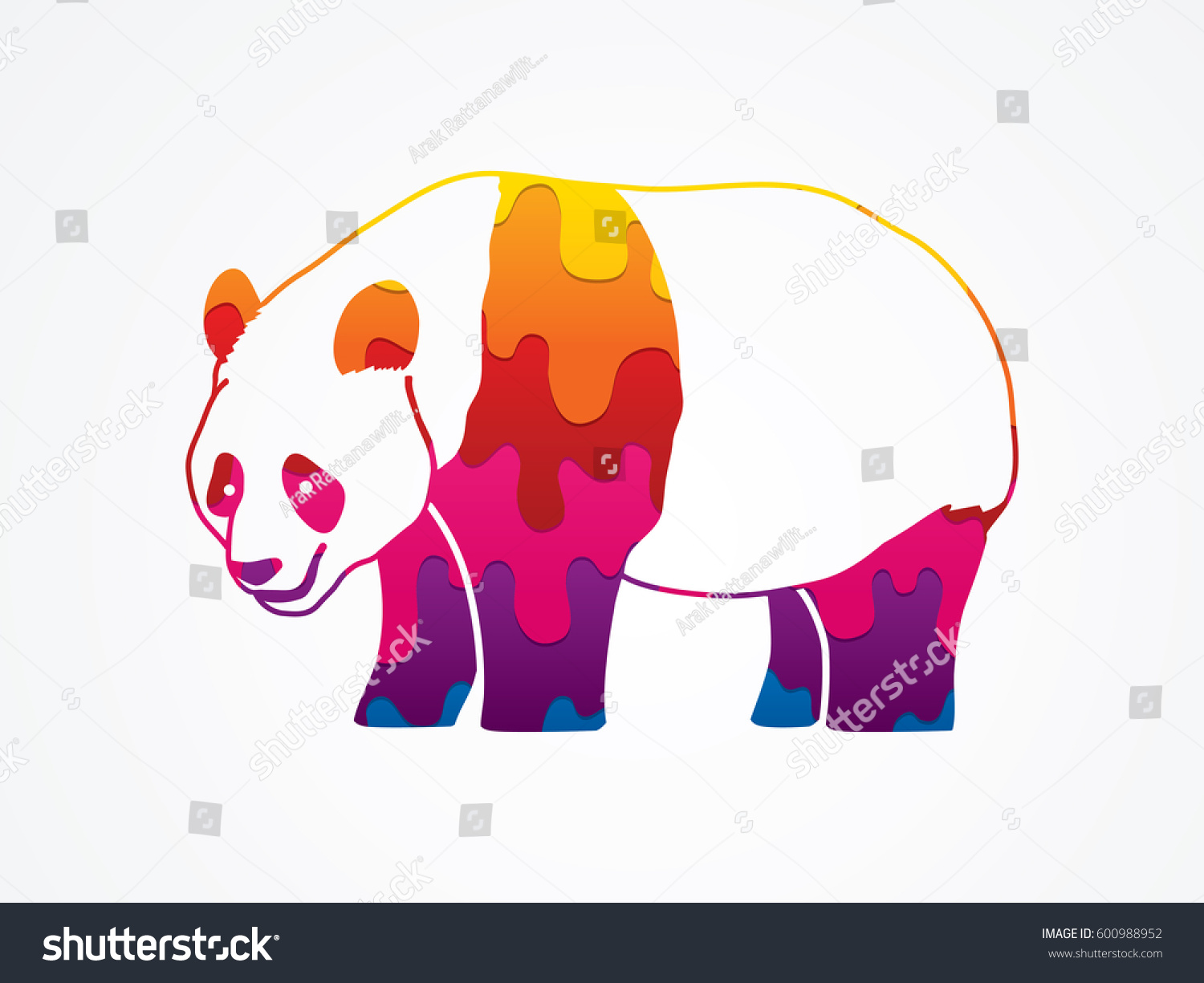Panda Standing Side View Designed Using Stock Vector (Royalty Free ...