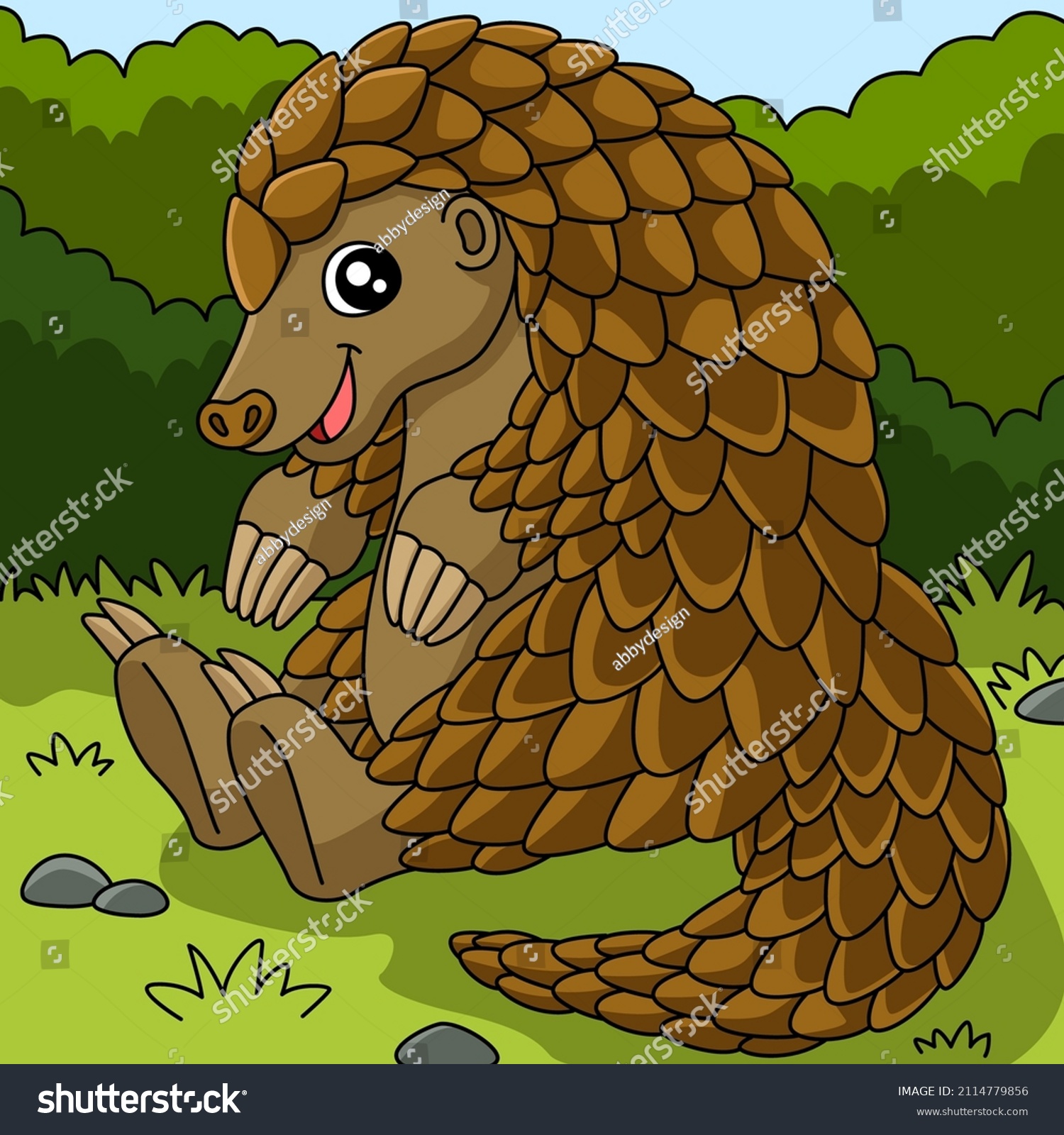 Pangolin Cartoon Vector Colored Illustration Stock Vector (Royalty Free ...