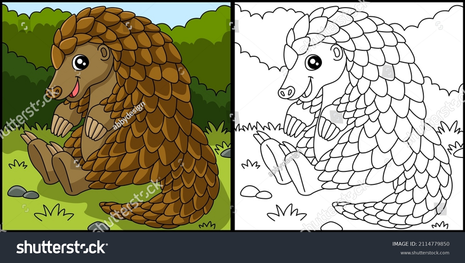 Pangolin Coloring Page Vector Illustration Stock Vector (Royalty Free ...