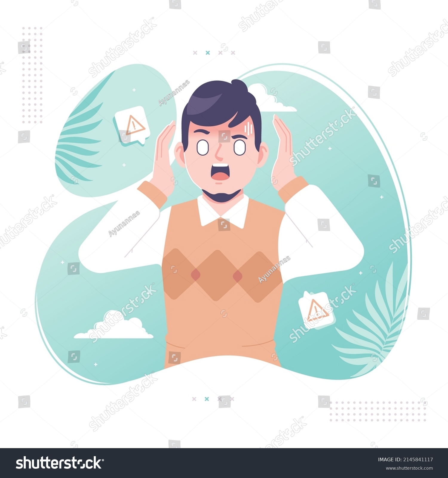 Panic Shocked Expression Character Design Stock Vector (Royalty Free ...