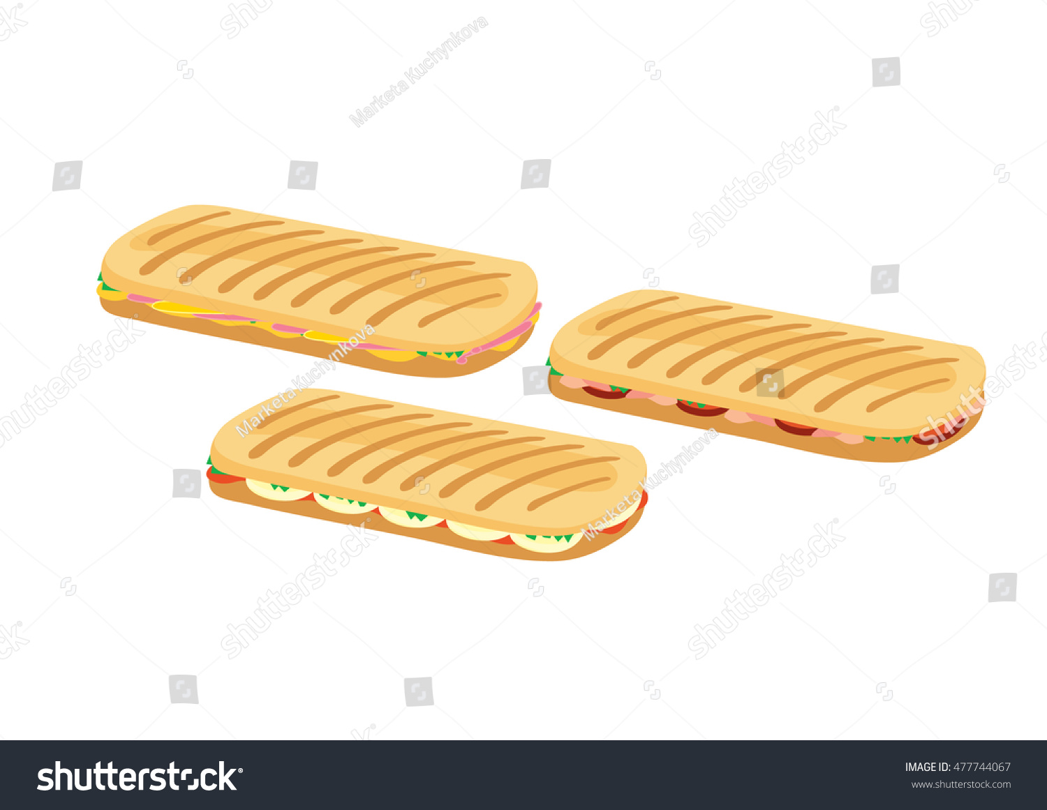 Panini Sandwich Vector Stock Vector (Royalty Free) 477744067