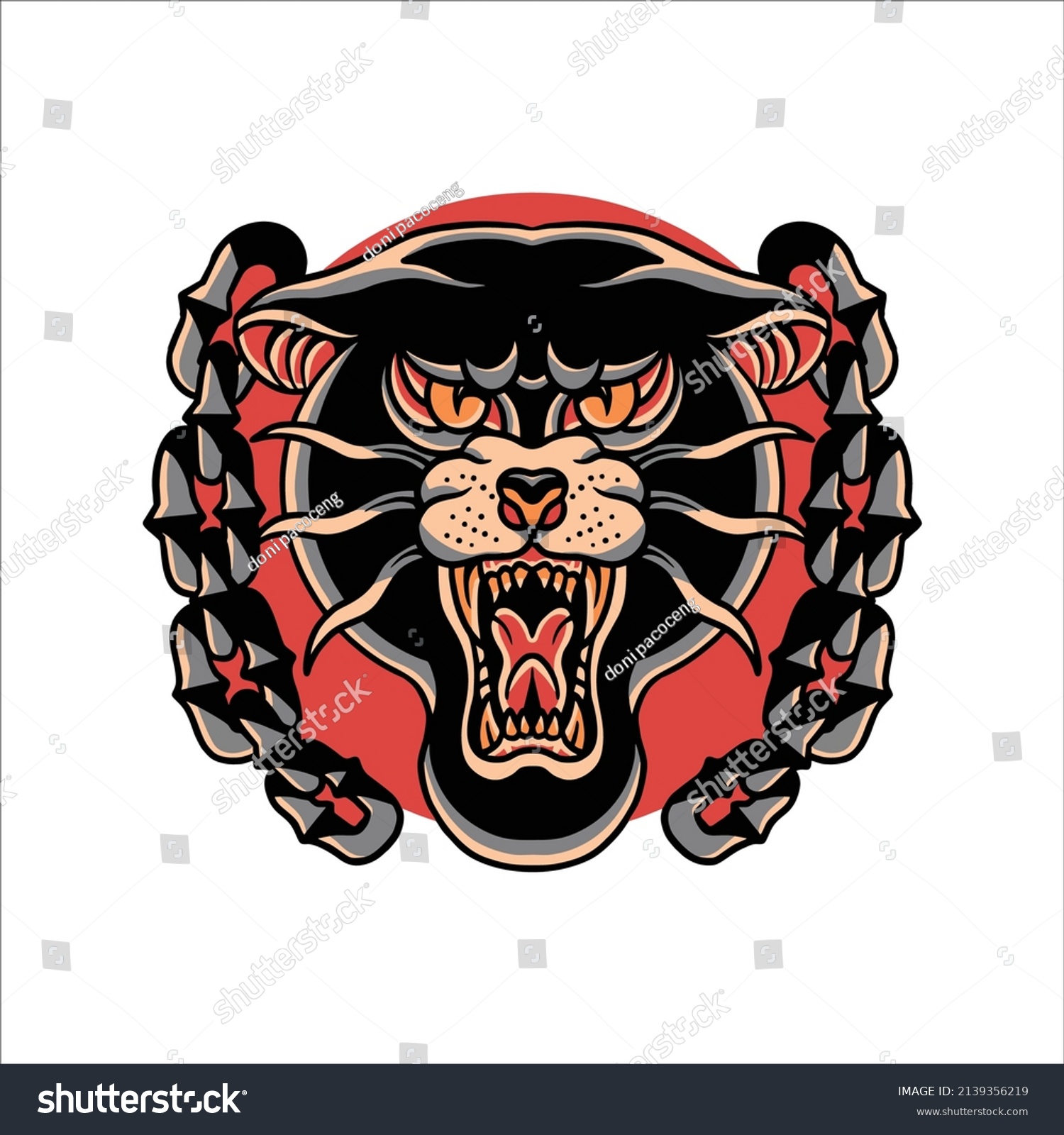 Panther Chains Tattoo Vector Design Stock Vector (Royalty Free ...