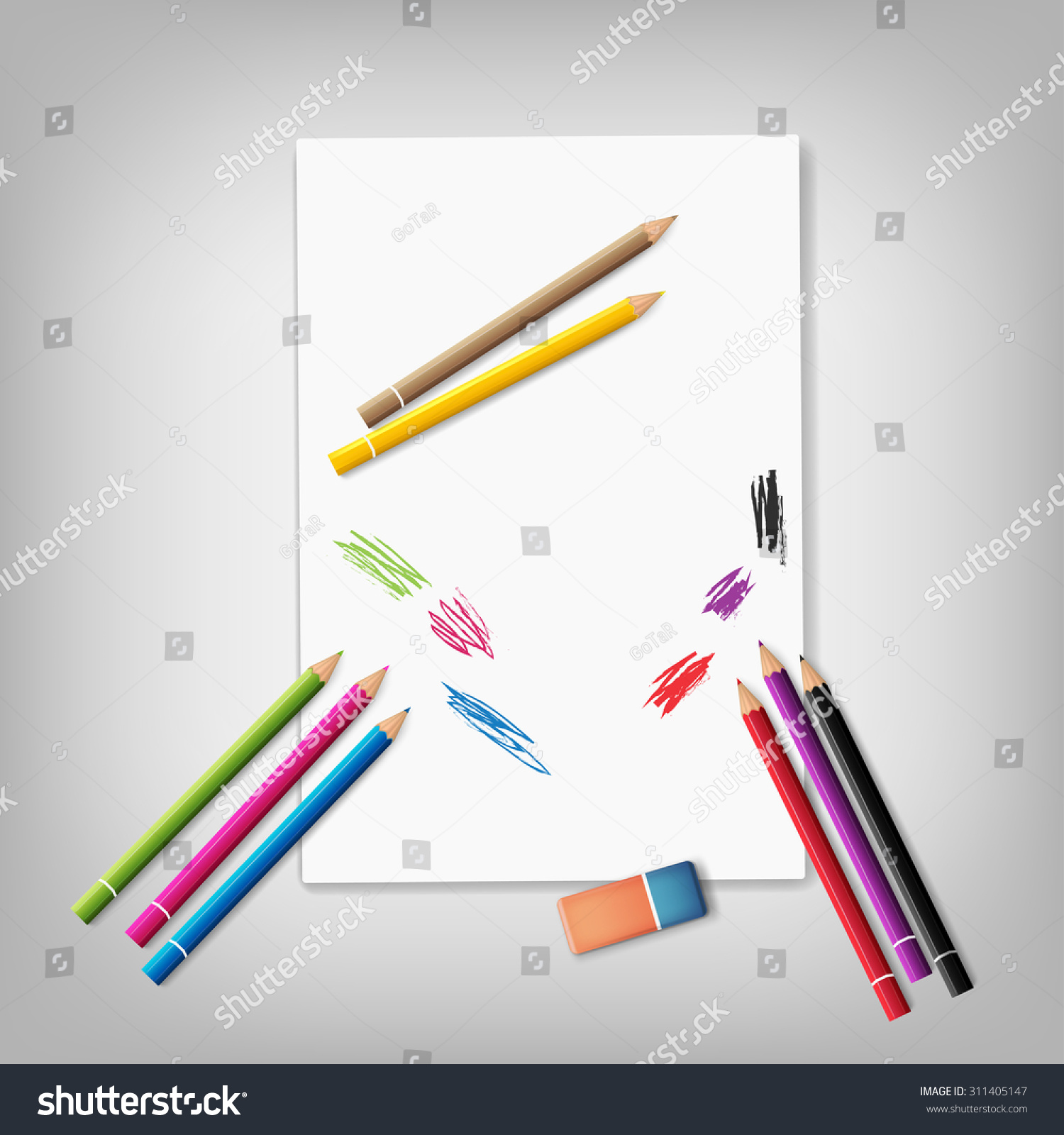 Paper Crayons Vector Illustration Stock Vector (Royalty Free) 311405147 ...