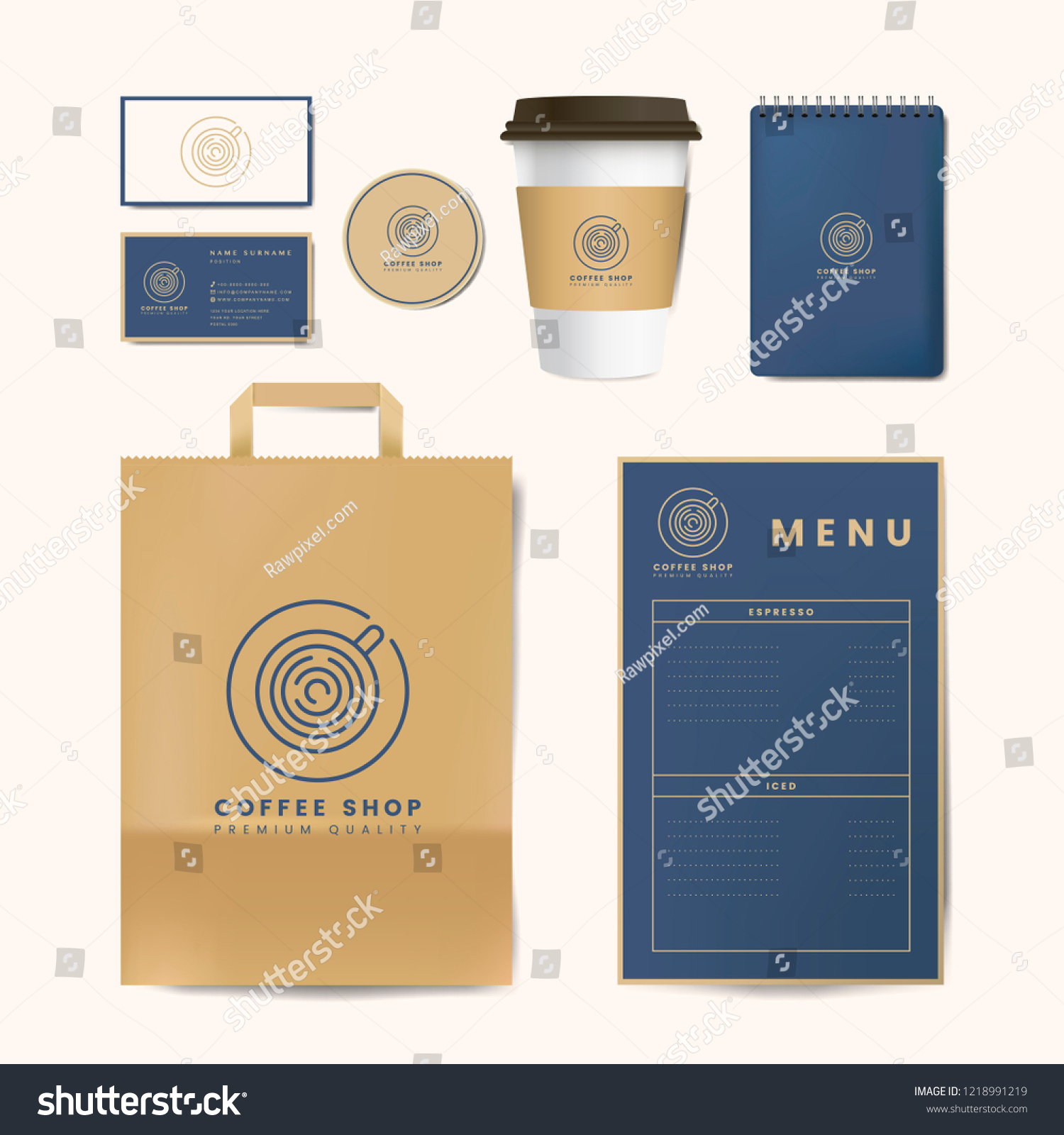 Paper Branding Mockup Vector Set Stock Vector (Royalty Free) 1218991219