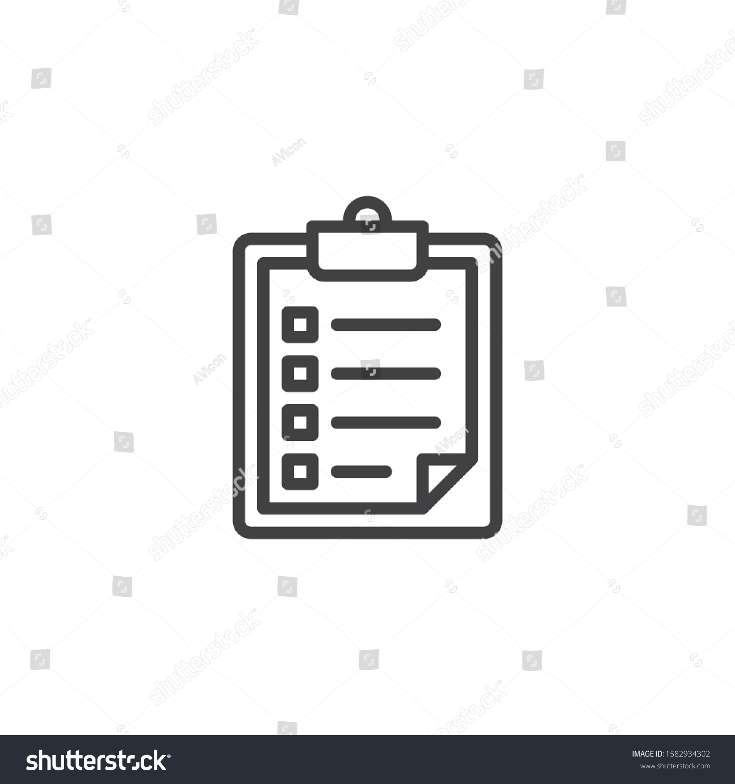 Paper Clipboard Checklist Line Icon Linear Stock Vector (Royalty Free) 1582934302 | Shutterstock