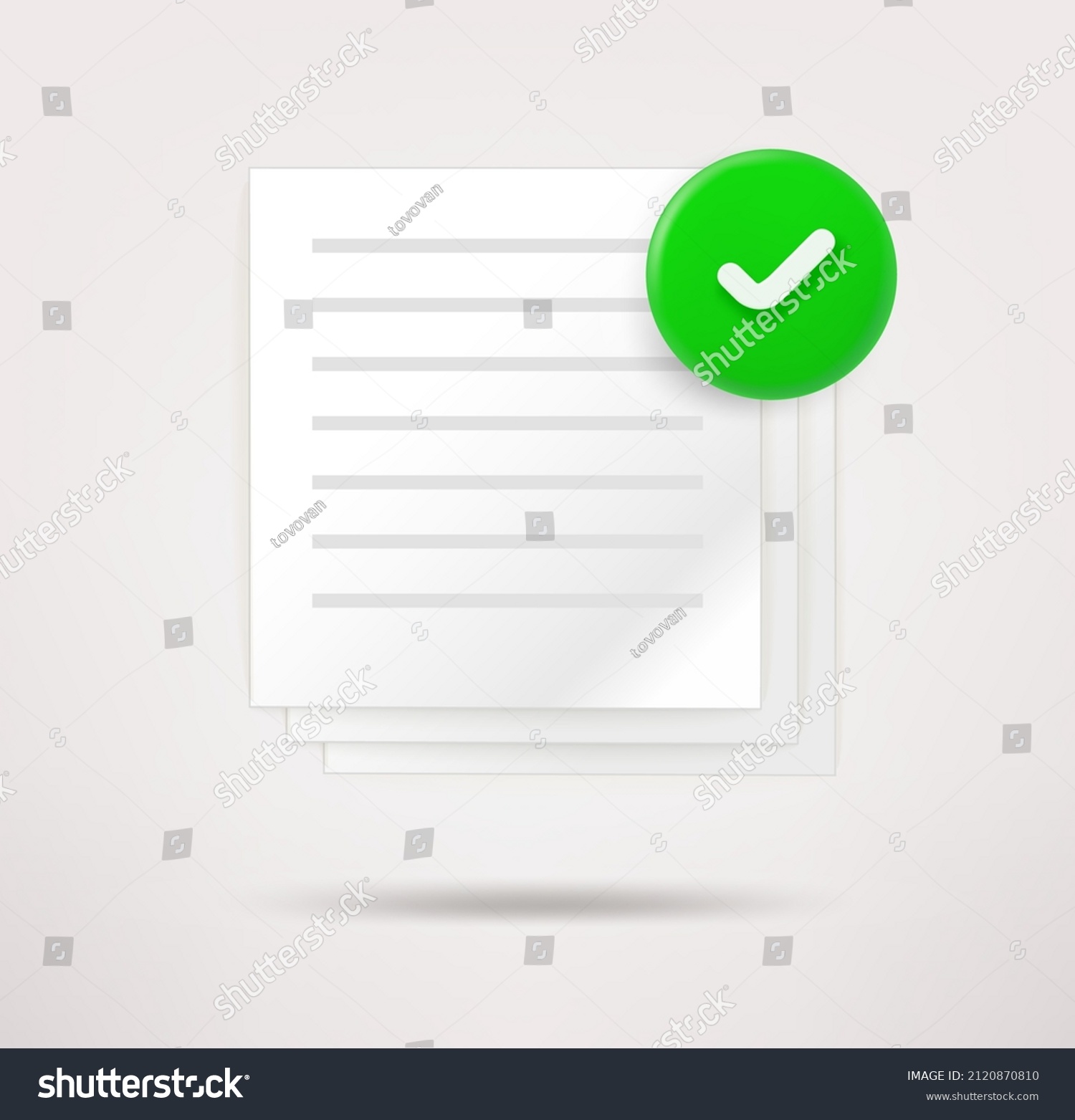 Paper Contract Icon Checkmark 3d Vector Stock Vector (Royalty Free ...