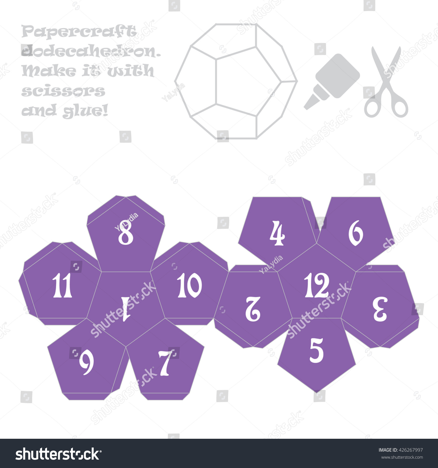 Paper Craft Dodecahedron Stock Vector (Royalty Free) 426267997 ...