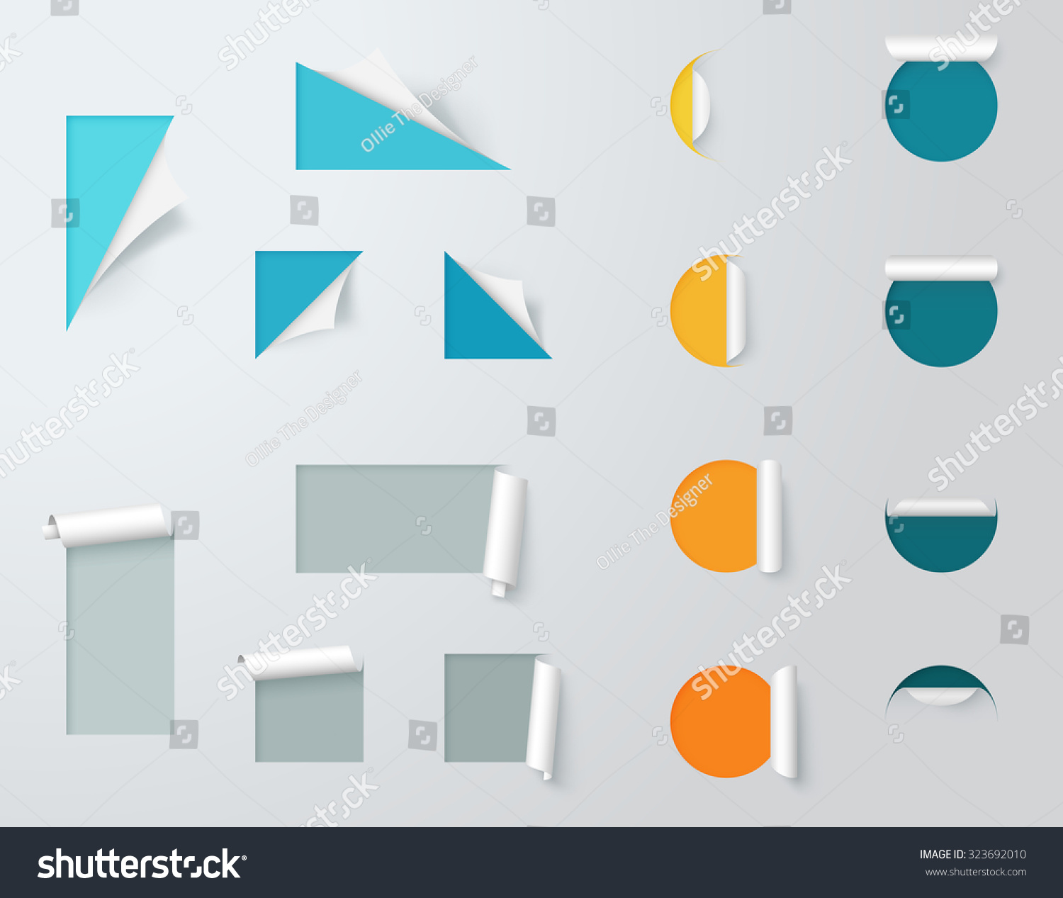 Paper Cut Out Labels Pealed Back Stock Vector (Royalty Free) 323692010 ...