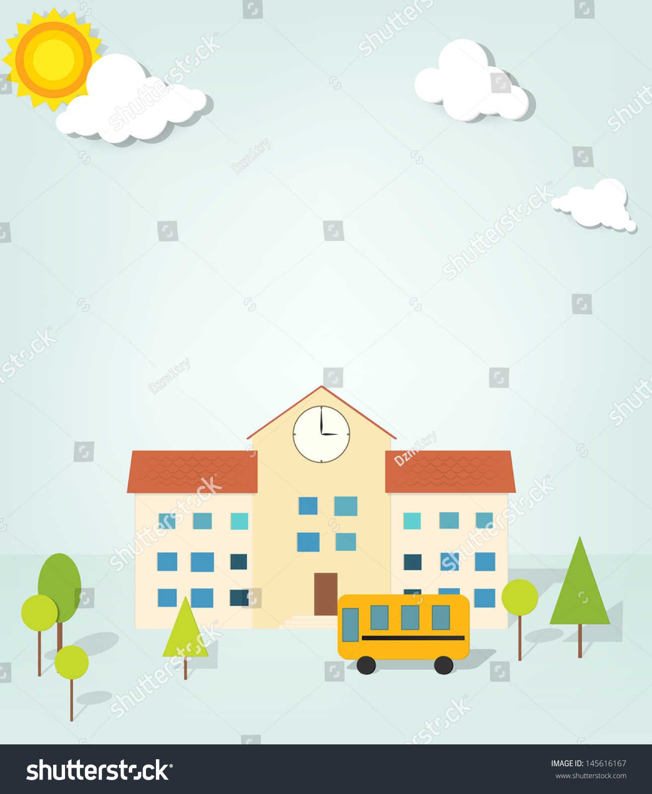 Paper Cut School Vector Clipart Stock Vector (Royalty Free) 145616167