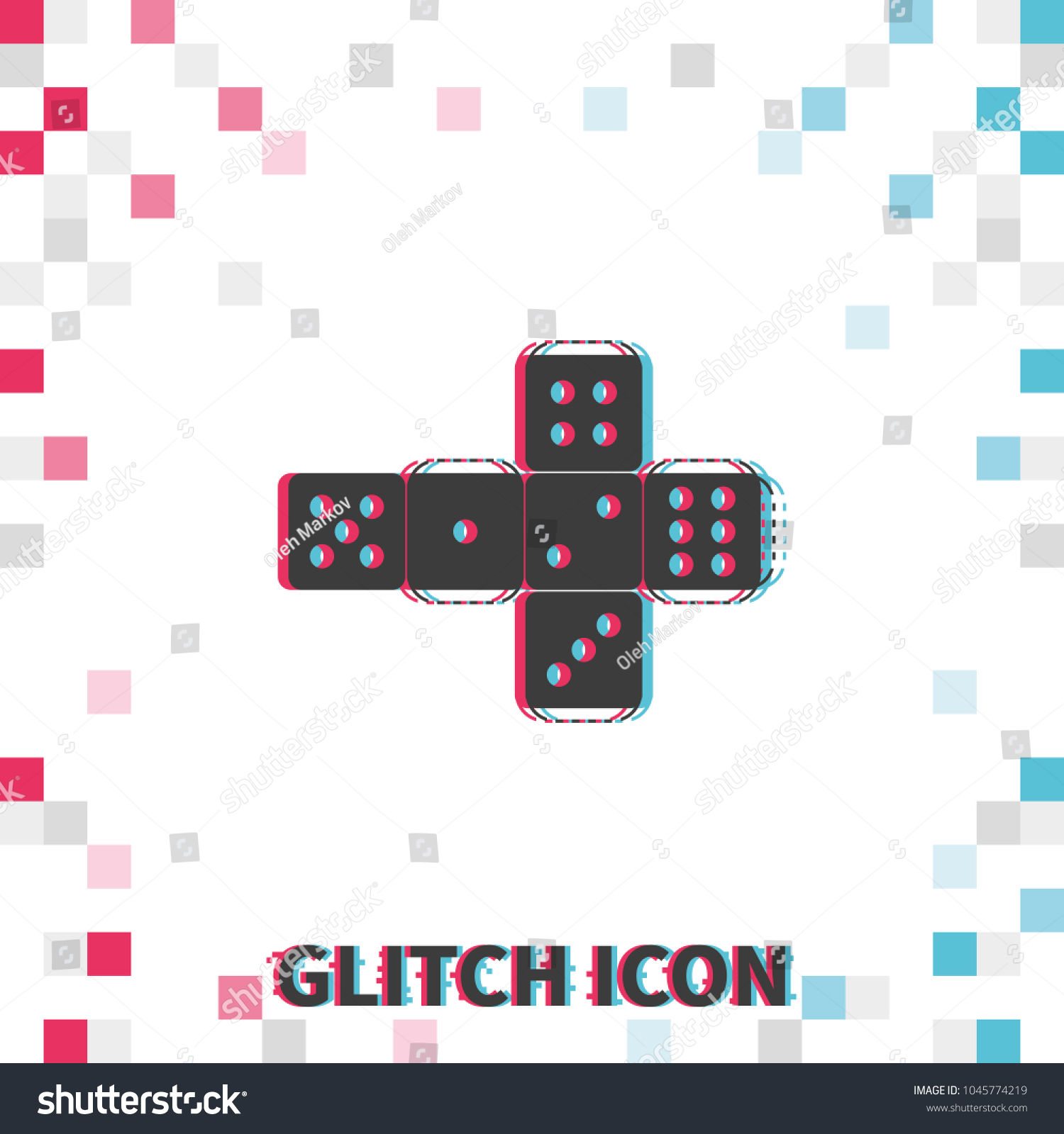 Paper Dice Template Glitch Effect Vector Stock Vector (Royalty Free ...
