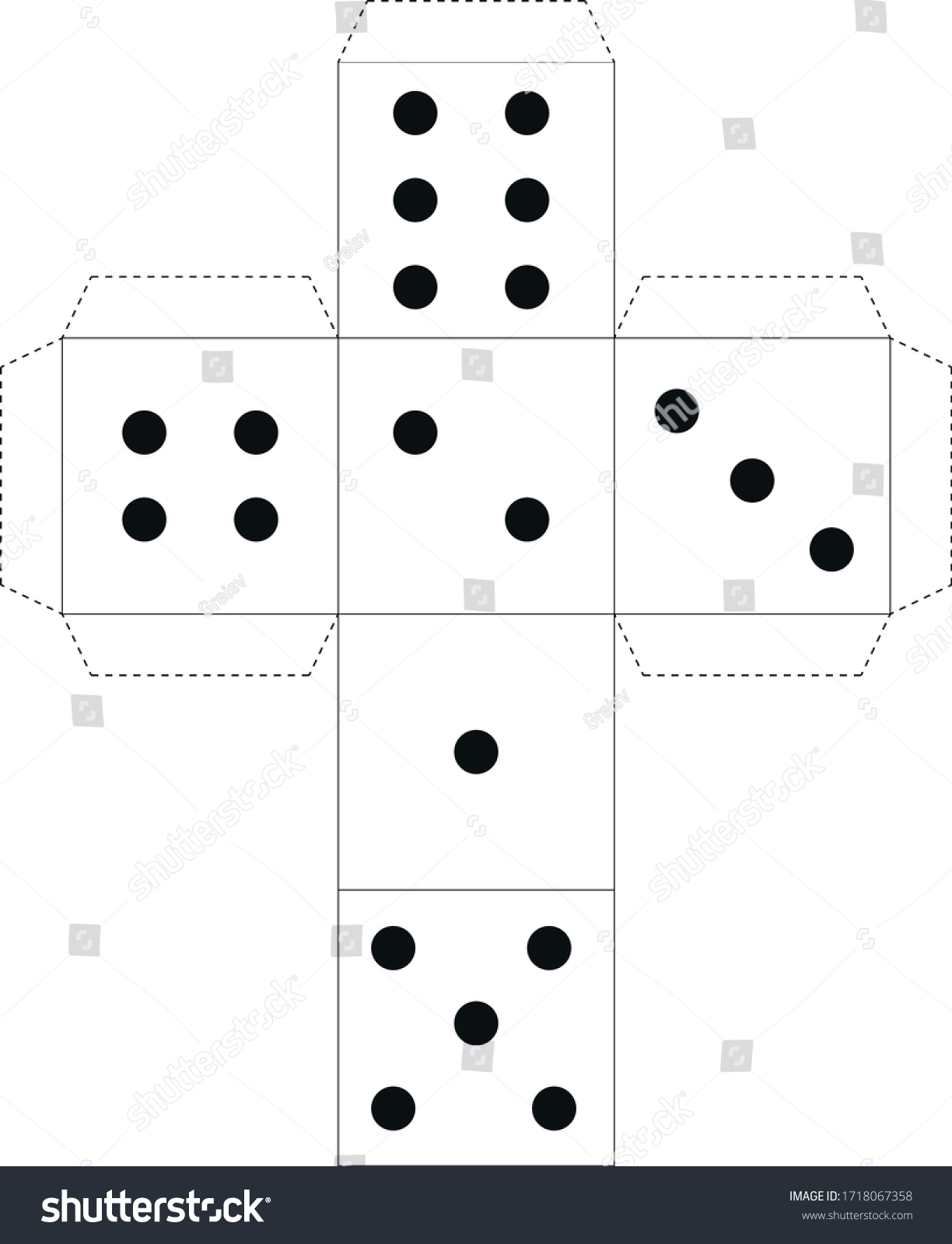 Paper Dice Template Vector Board Game Stock Vector (Royalty Free ...