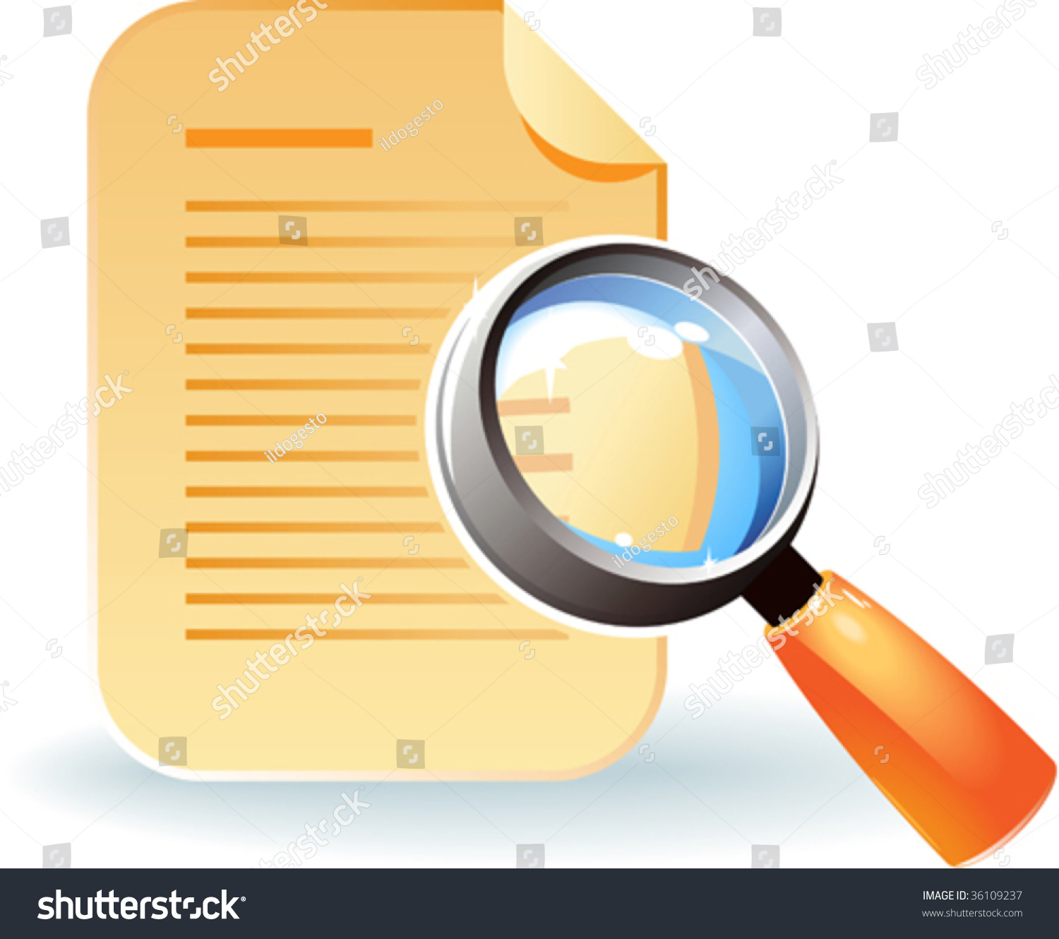 Paper Document Under Magnifying Glass Vector Stock Vector (Royalty Free ...