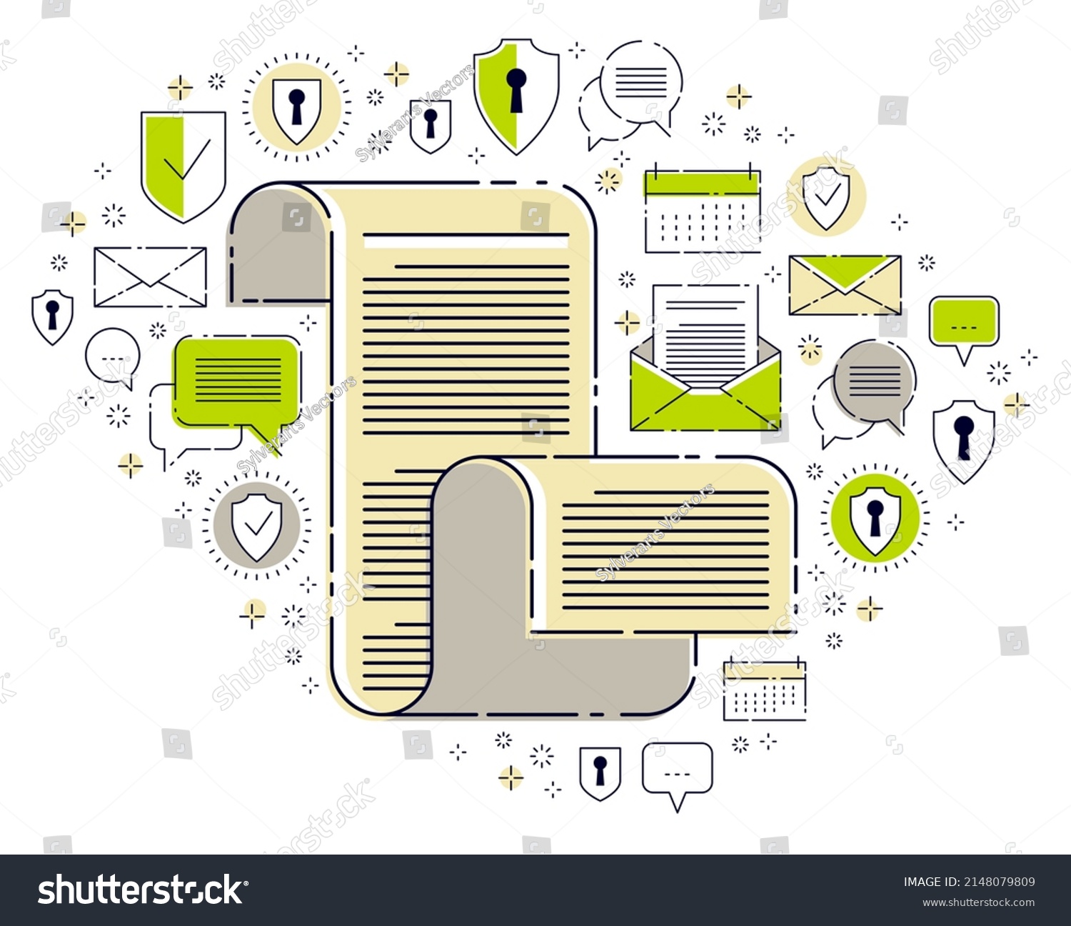 Paper Document Icon Set Electronic Documentation Stock Vector (Royalty ...