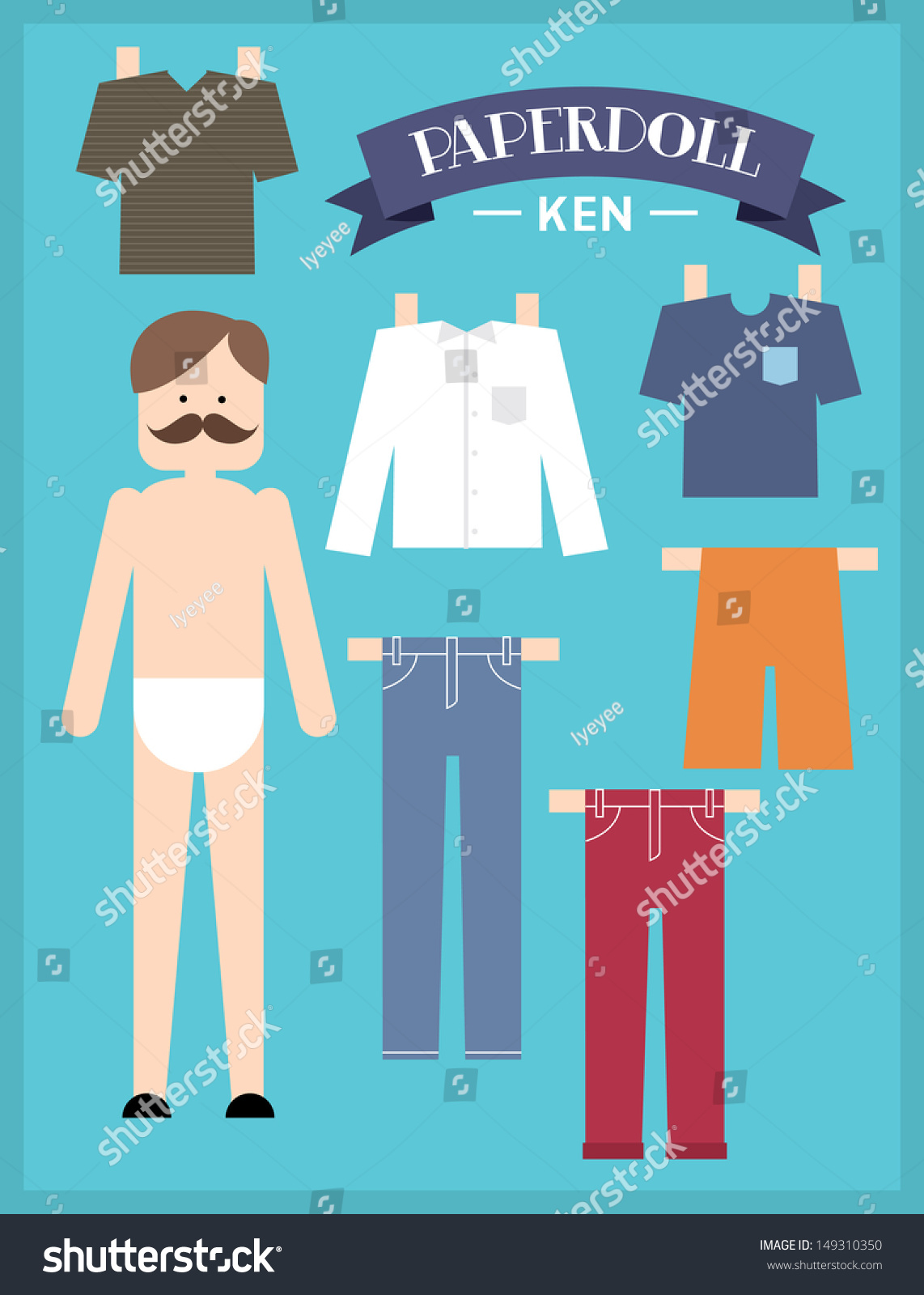 Paper Doll Man Template Vectorillustration Stock-Vektorgrafik ...