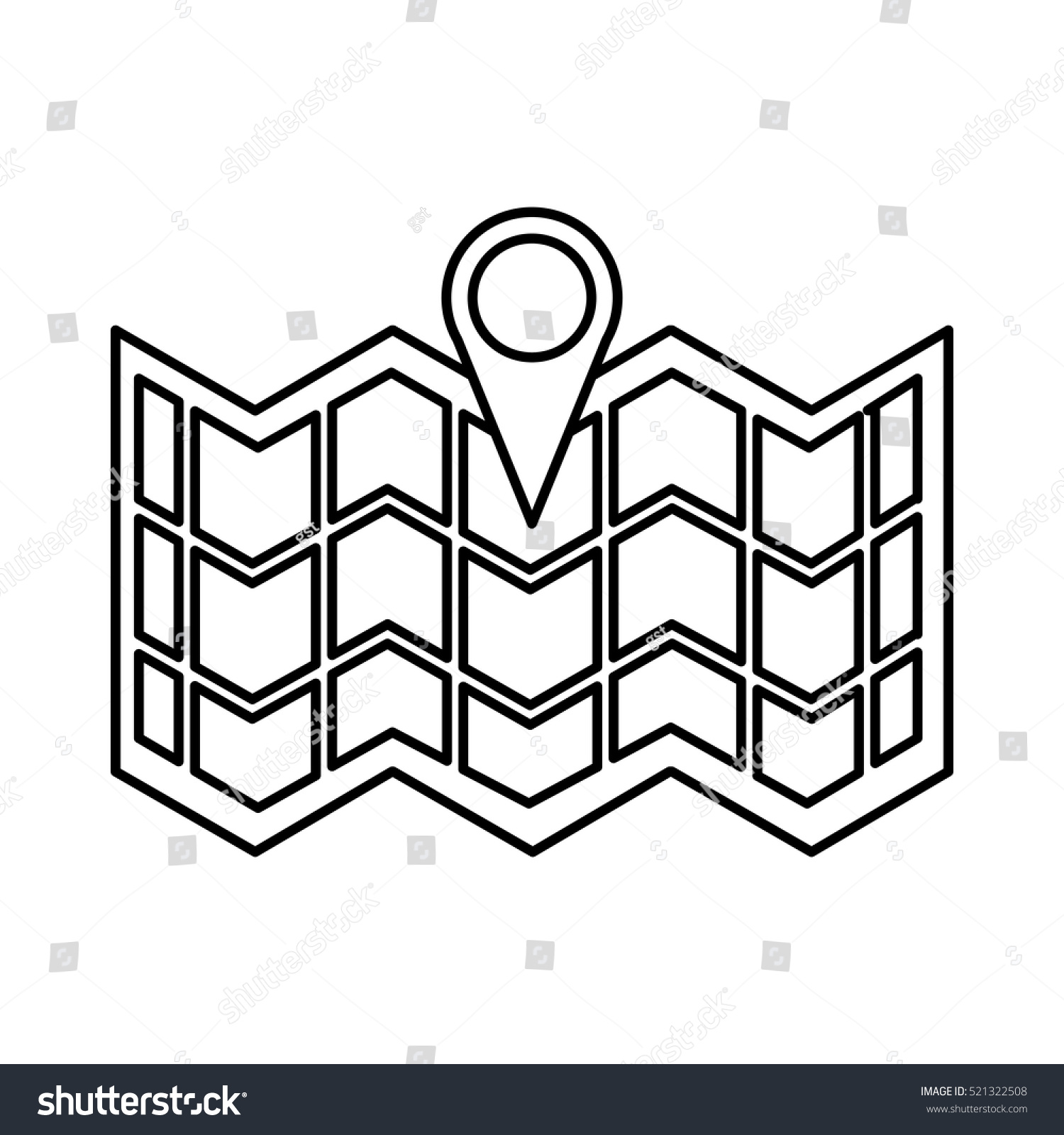 Paper Map Guide Pin Location Vector Stock Vector (Royalty Free) 521322508