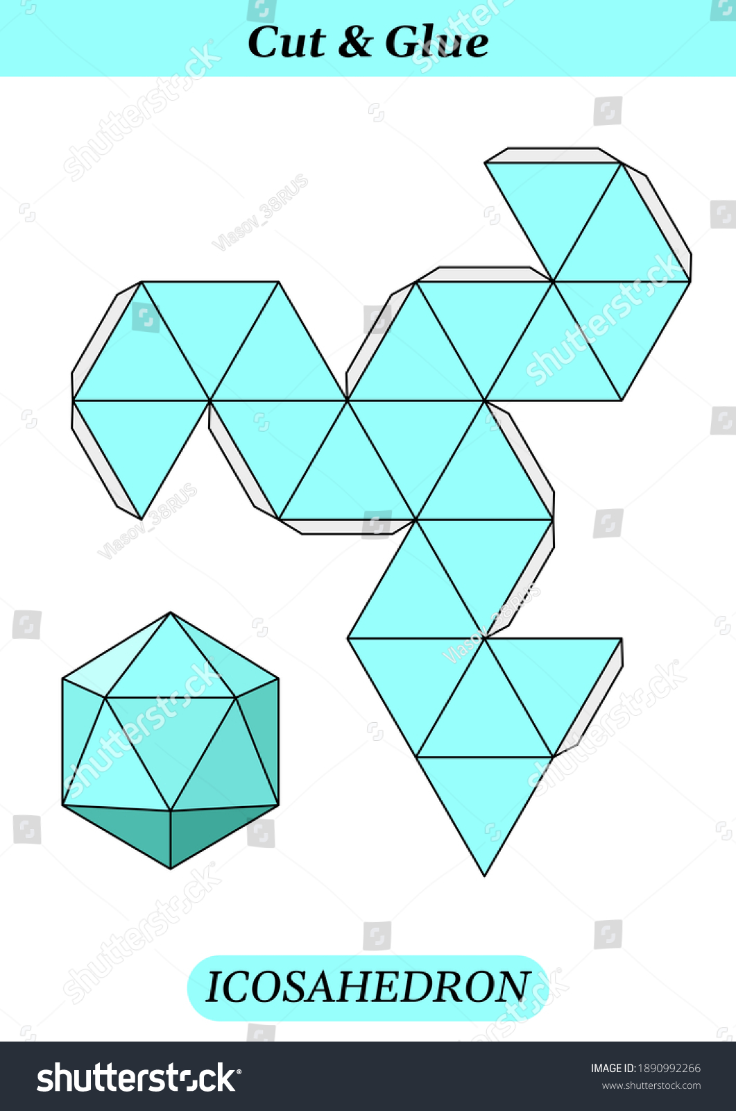 Paper Model Icosahedron Cut Fold Glue Stock Vector (Royalty Free ... Paper Model Icosahedron Cut Fold Glue Stock Vector (Royalty Free ...
