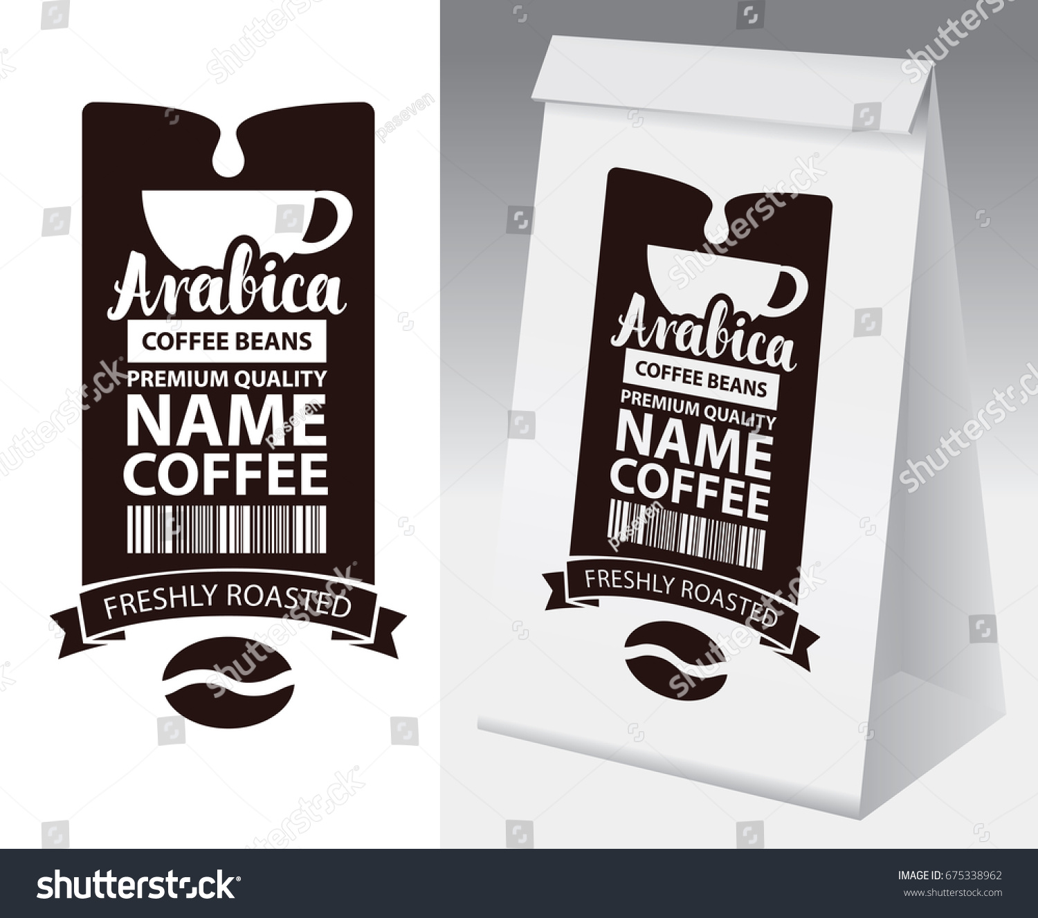 Paper Packaging Label Coffee Bean Vector Stock Vector (Royalty Free ...