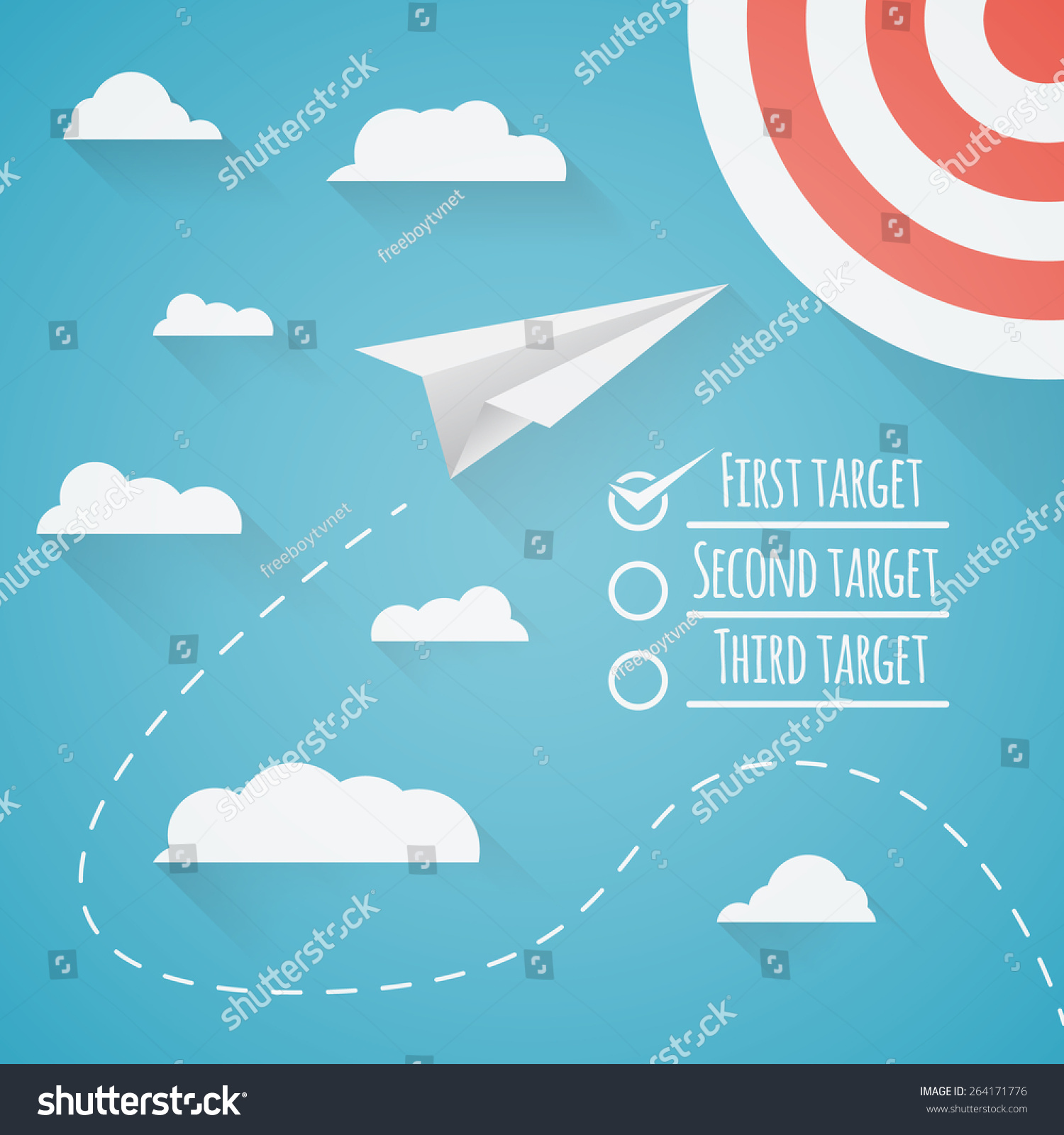 Paper Plane Flat Design Target Stock Vector 264171776 - Shutterstock