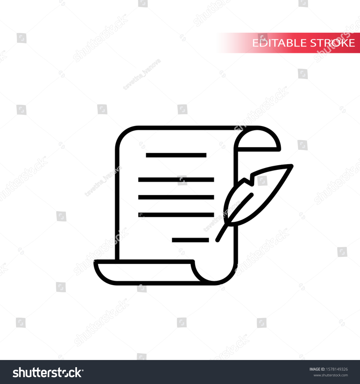 Paper Scroll Document Quill Pen Signing Stock Vector (Royalty Free ...