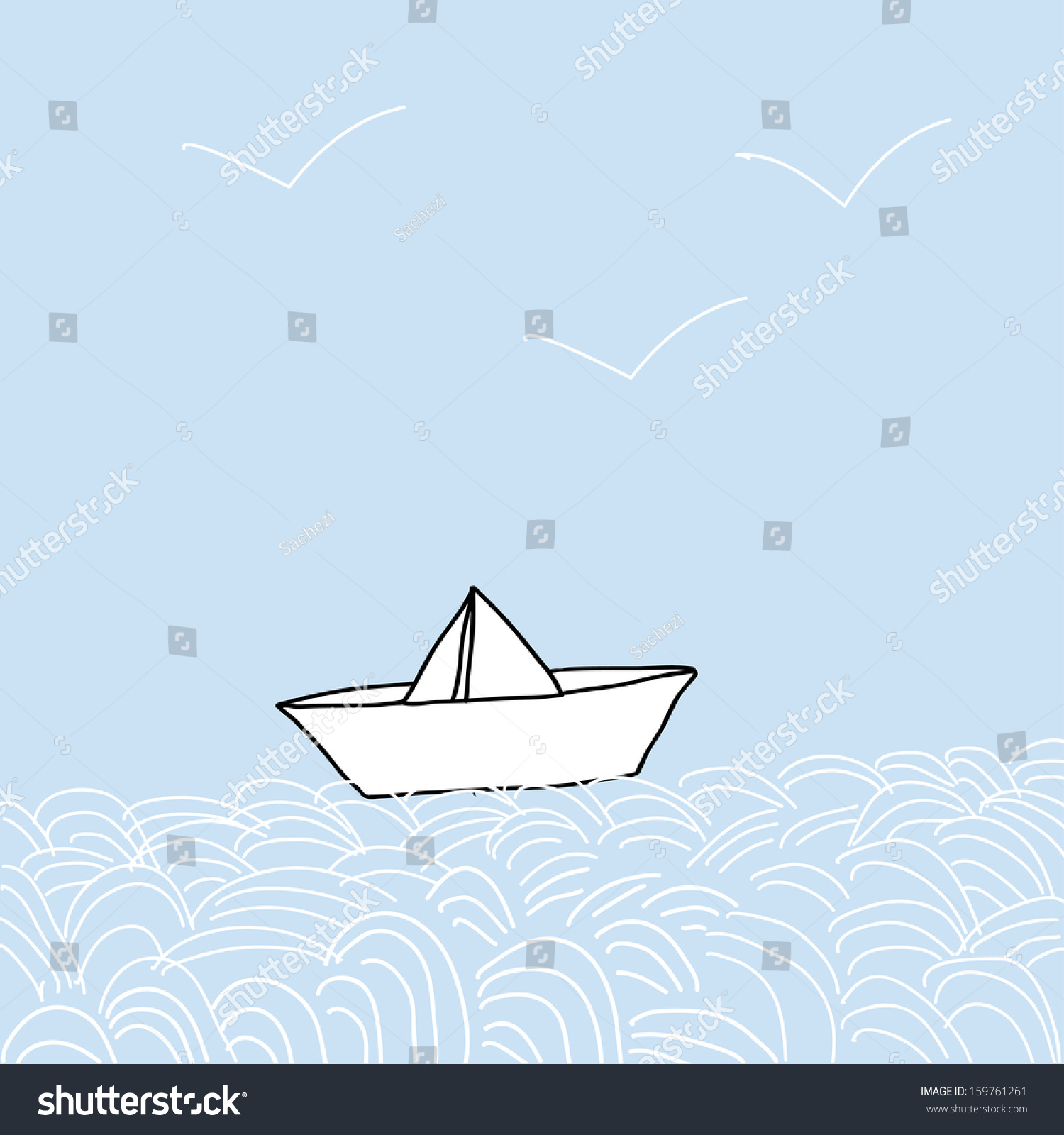 12.376 Cartoon paper boat Gambar, Foto Stok & Vektor | Shutterstock