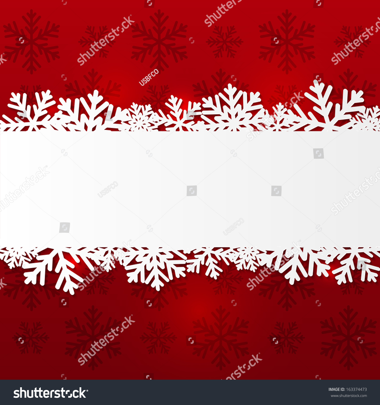 Paper Snowflake Border On Red Stock Vector (Royalty Free) 163374473 ...