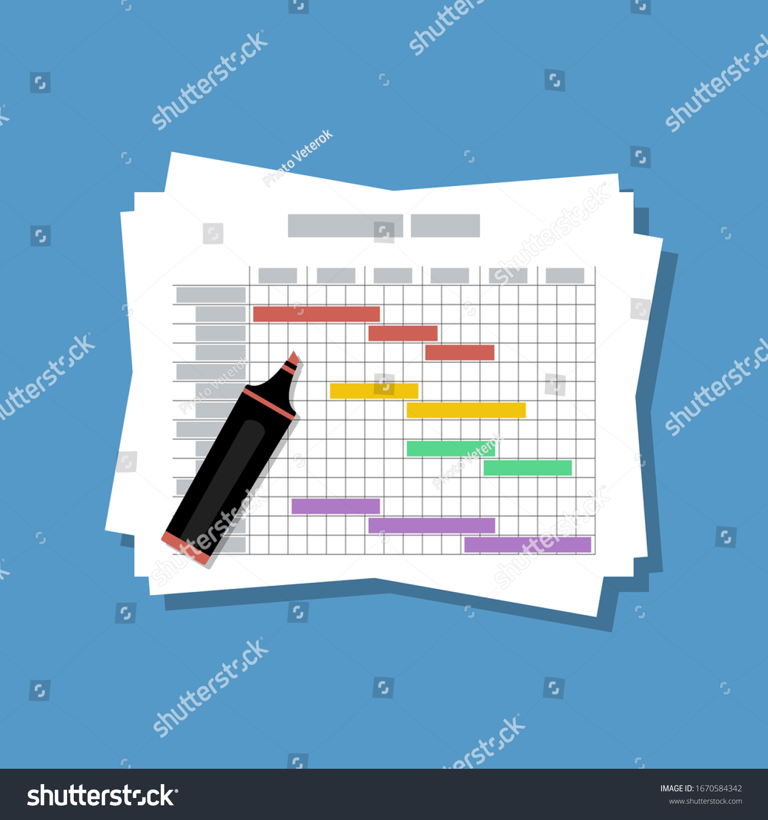 Paper Stack Gantt Chart Project Estimated Stock Vector (Royalty Free ...