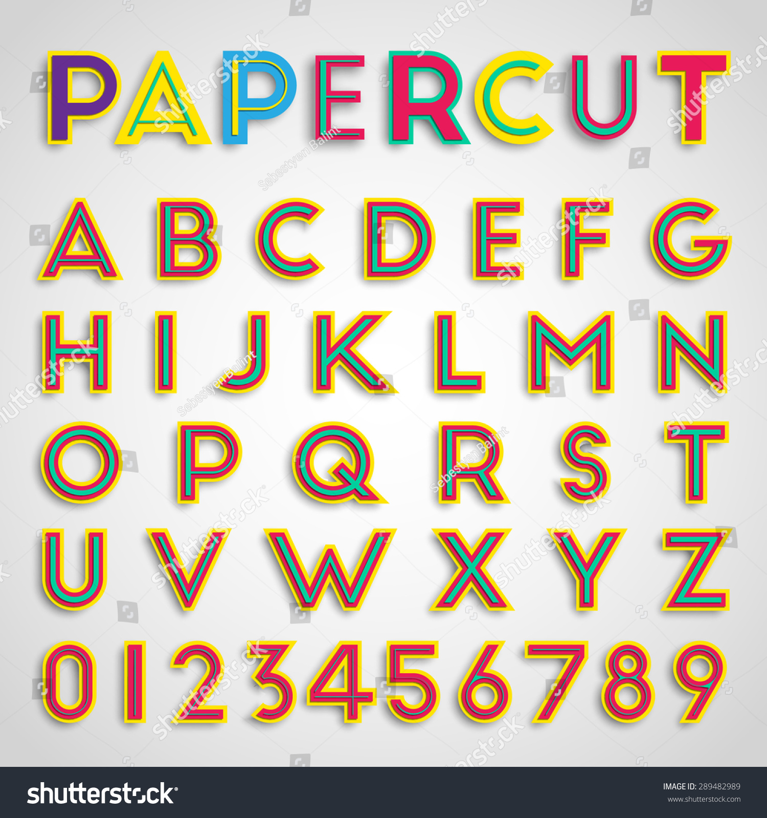 Papercut Font Numbers Vector Stock Vector (Royalty Free) 289482989