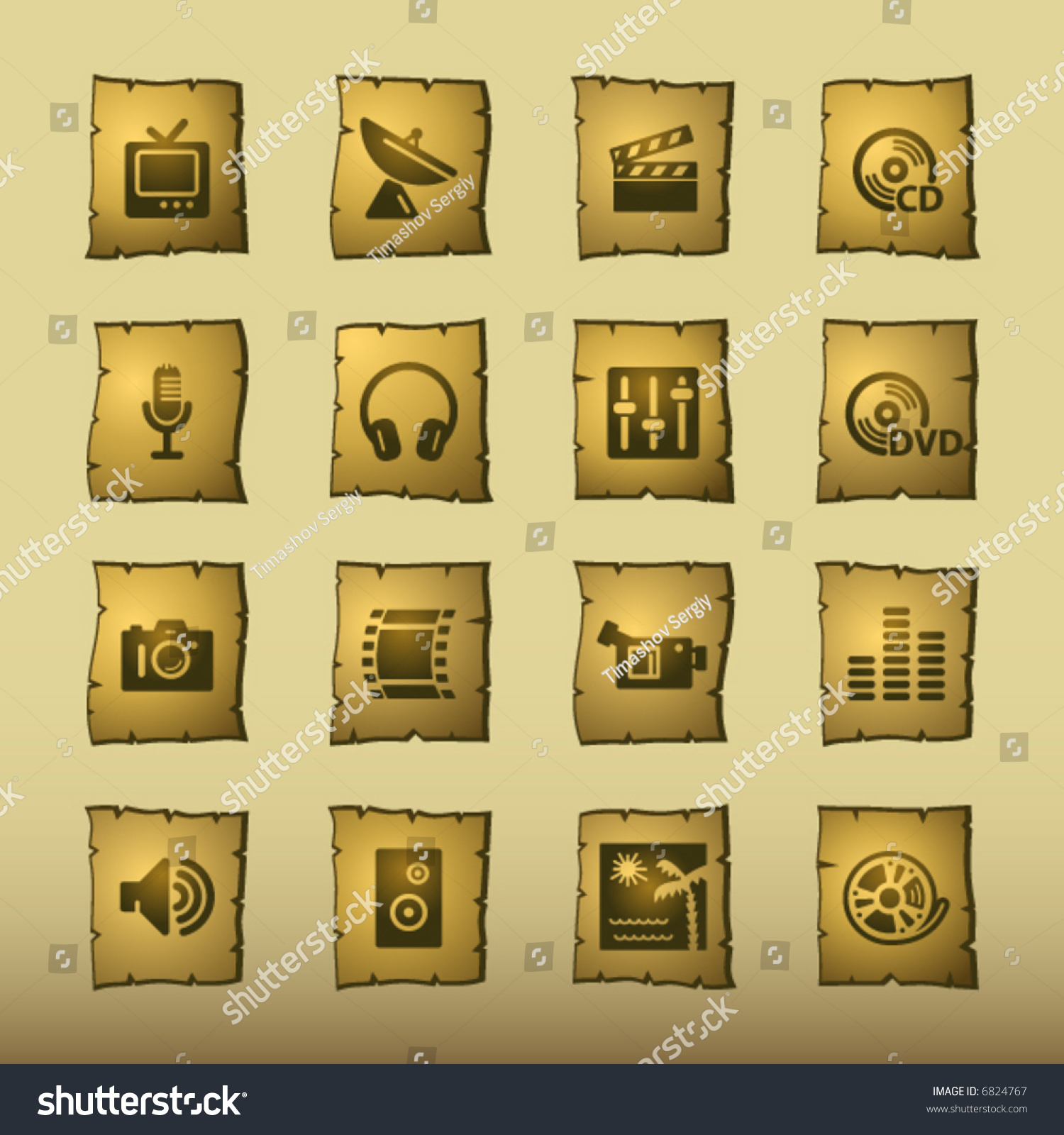 Papyrus Media Icons Stock Vector (Royalty Free) 6824767 | Shutterstock