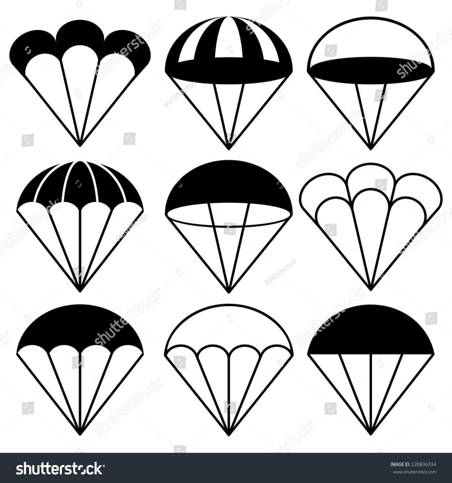 Parachute Icons Set Vector Illustration Stock Vector (Royalty Free ...