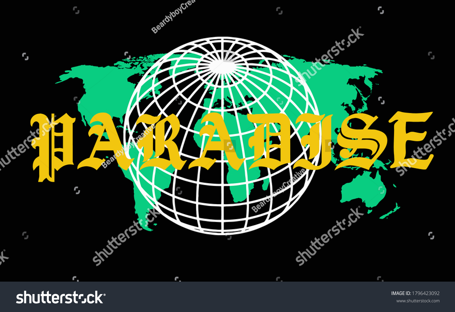 Paradise Global Map Graphic Vector Stock Vector (Royalty Free) 1796423092