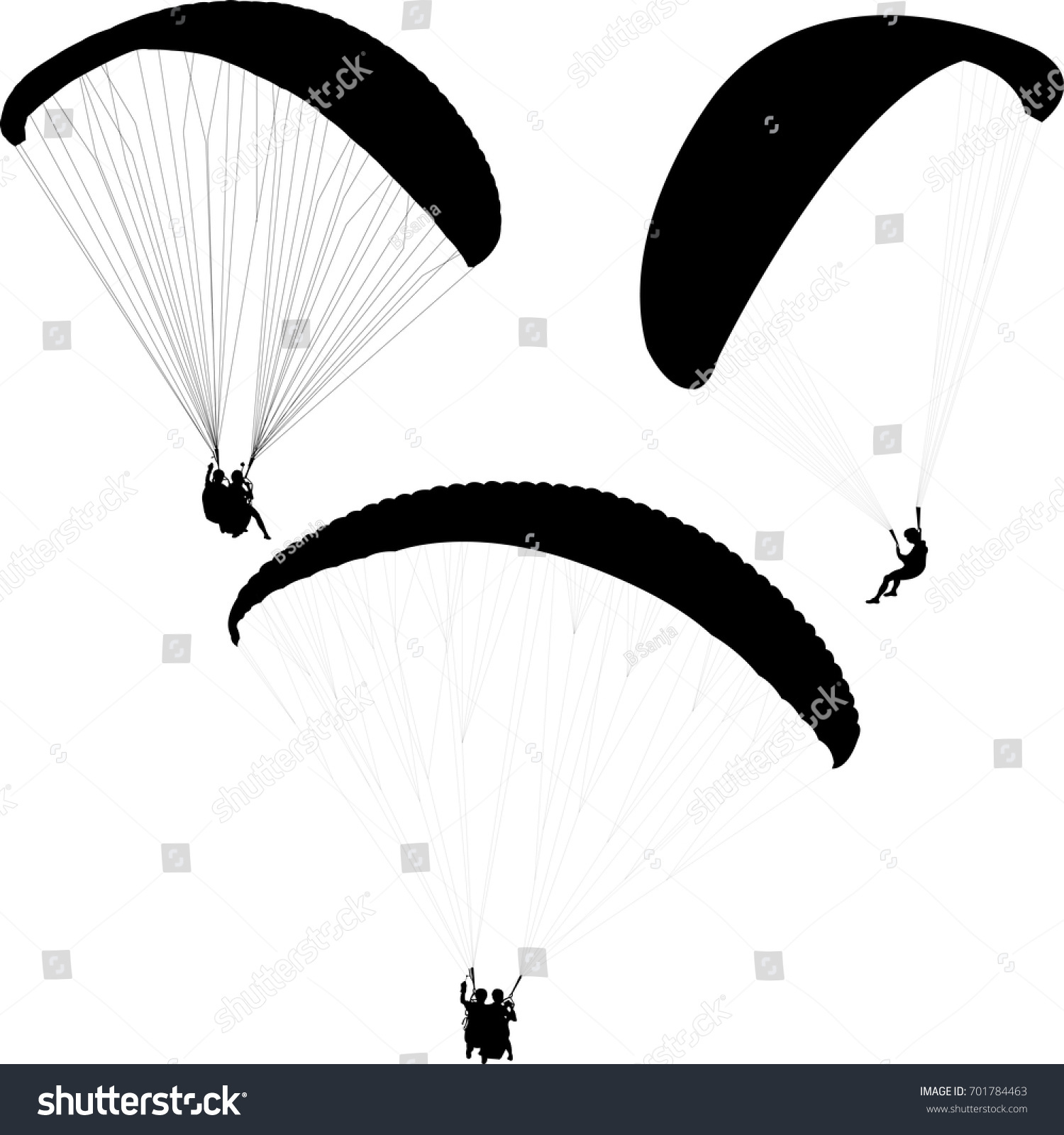 Paragliding Silhouettes Collection Vector Stock Vector (Royalty Free ...