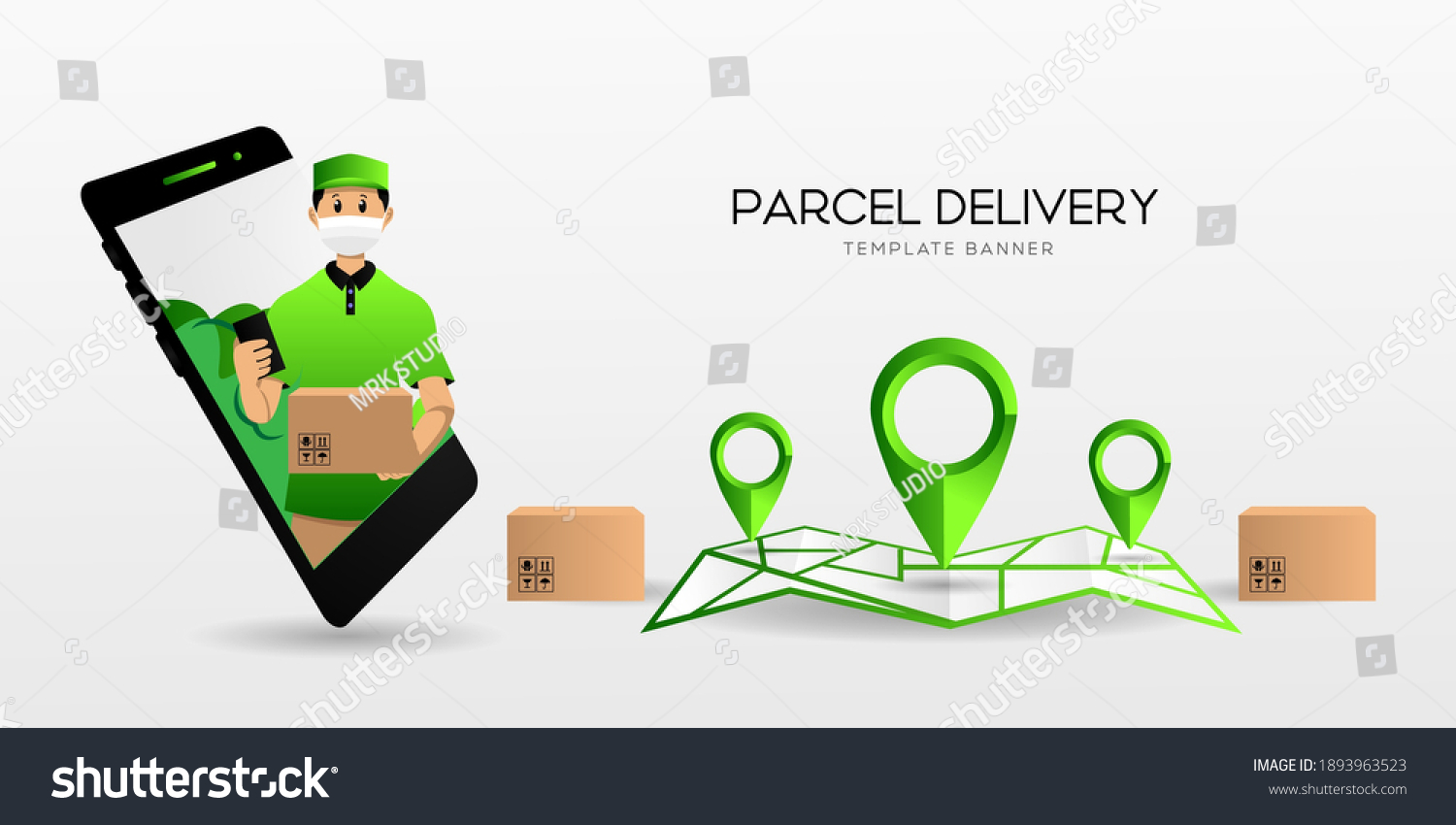 Parcel Delivery Banner Design Template Stock Vector (Royalty Free ...
