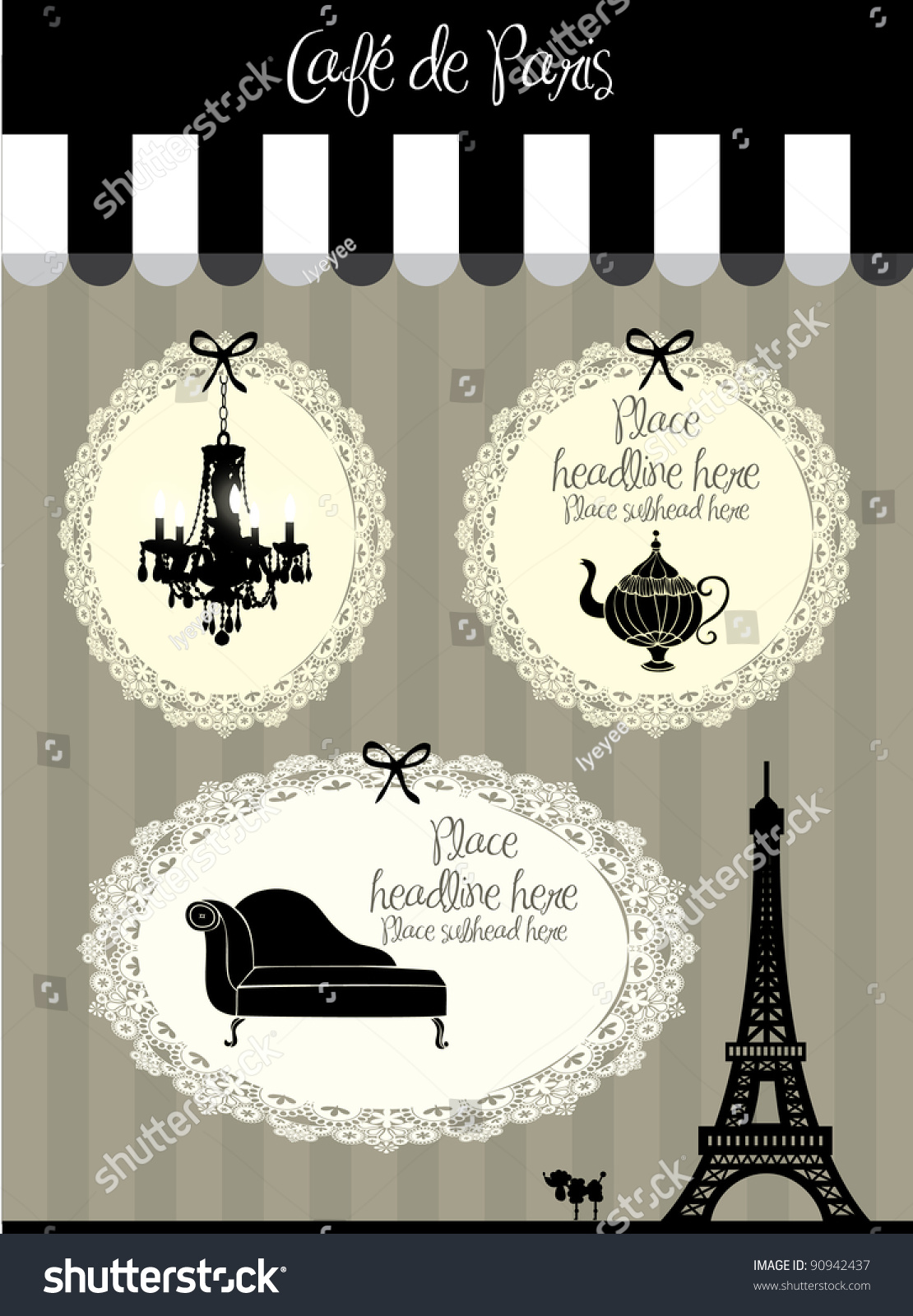 Paris Cafe Borders Vectorillustration: เวกเตอร์สต็อก (ปลอดค่าลิขสิทธิ์ ...