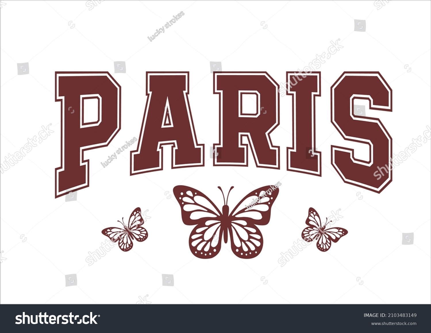 Paris Caligraphy Vector Art Design Stock Vector (Royalty Free) 2103483149