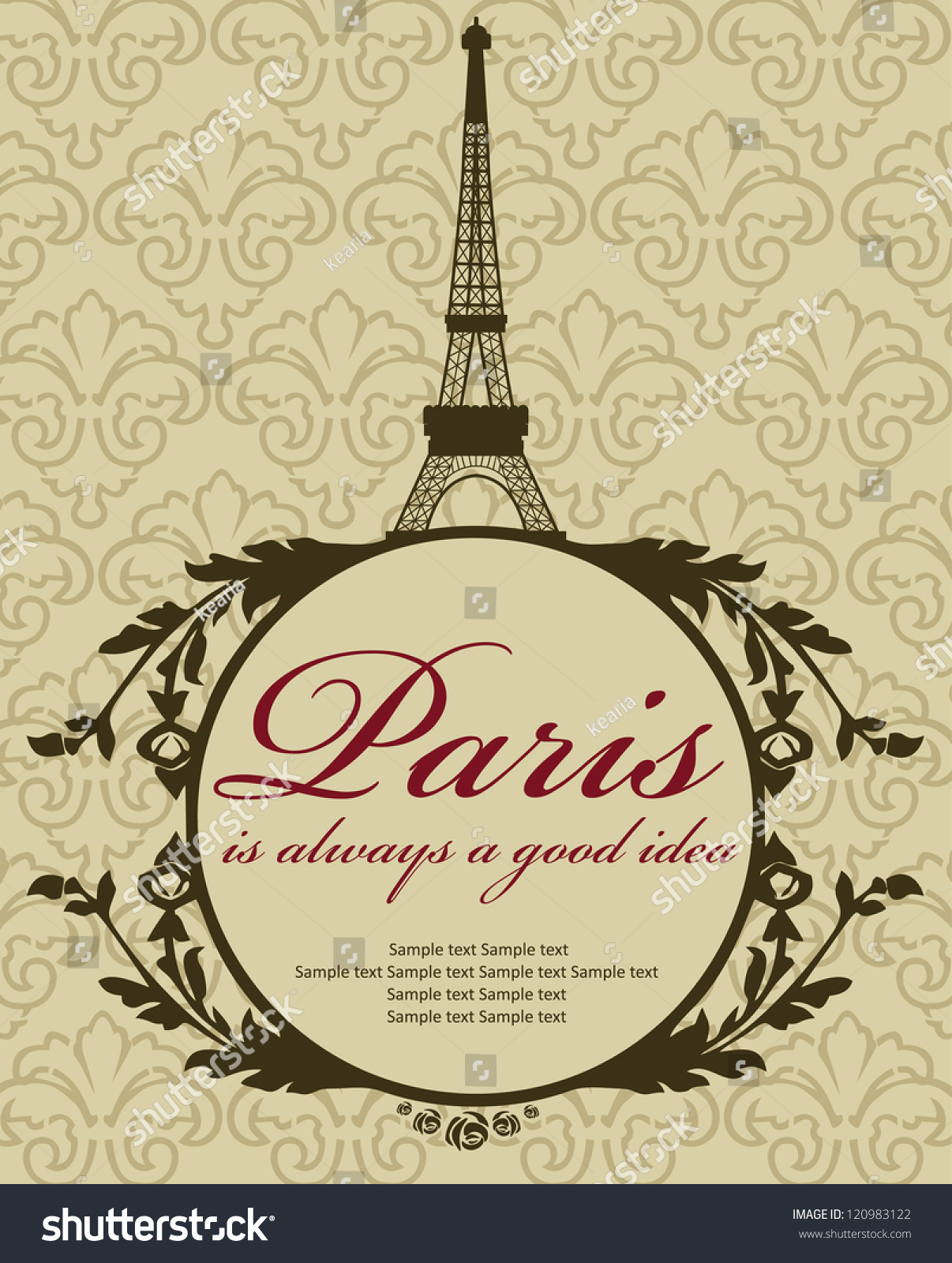 Paris Card Design Vector Illustration Stock Vector (Royalty Free) 120983122