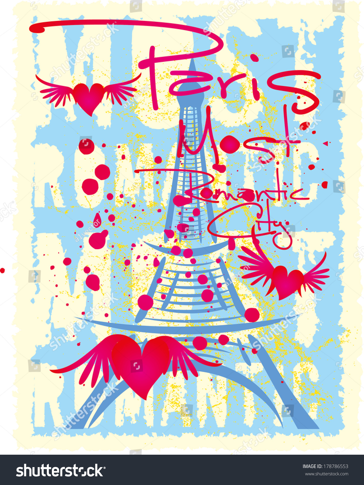 Paris City Slogan Vector Art Stock Vector (Royalty Free) 178786553 ...