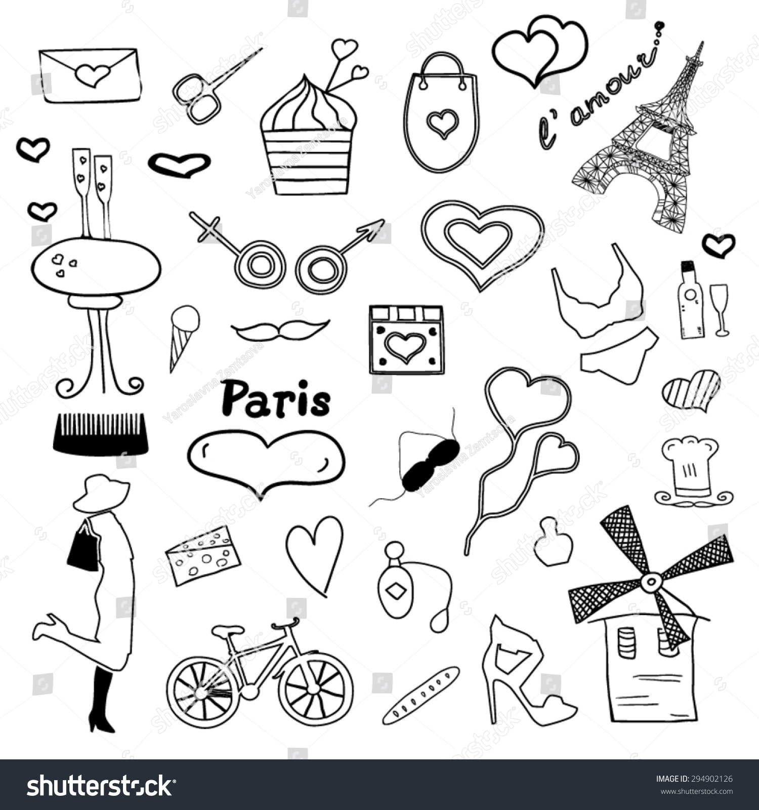 Paris Doodle Stock Vector (Royalty Free) 294902126 | Shutterstock