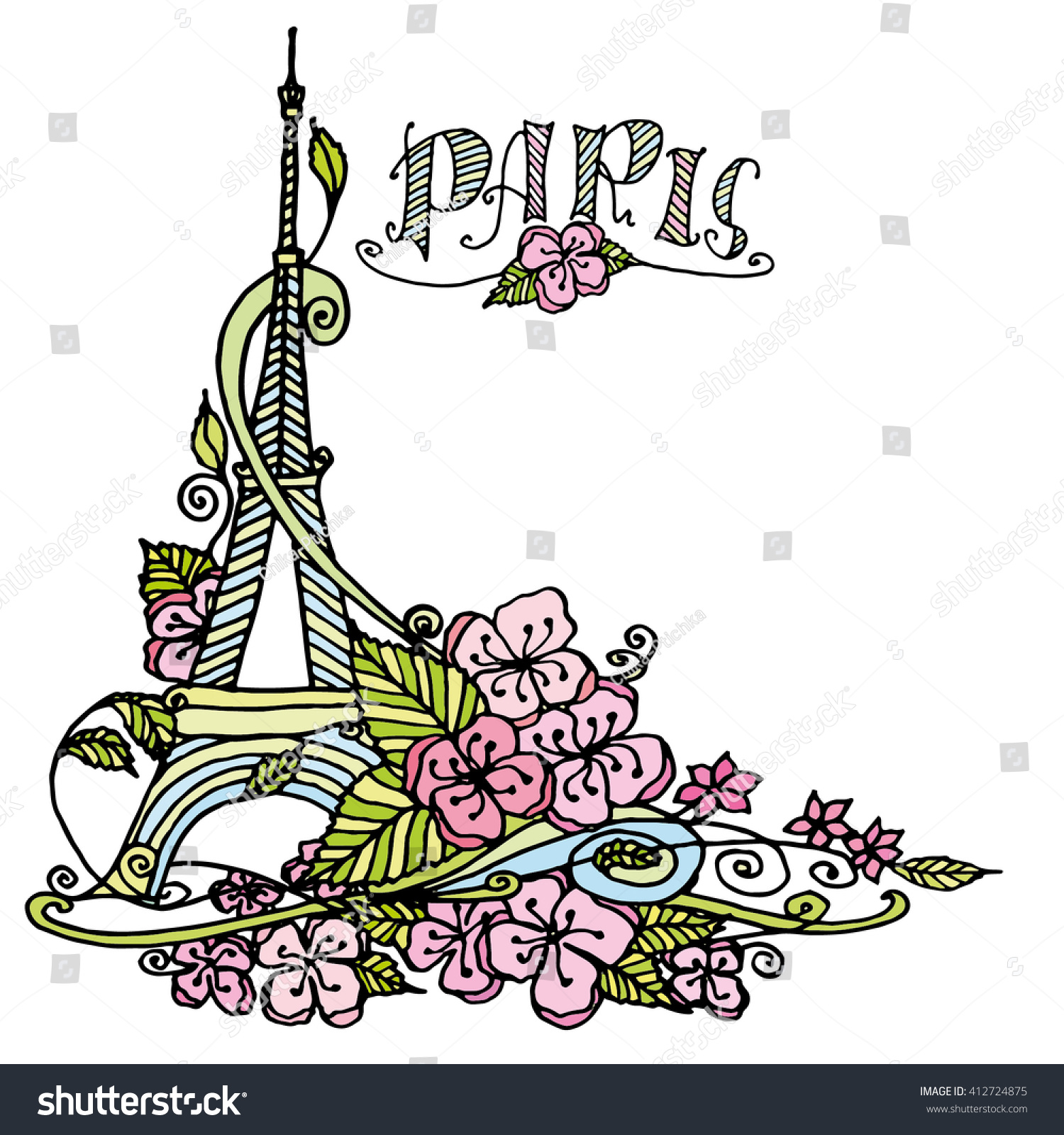 Paris Doodle Stock Vector (Royalty Free) 412724875 | Shutterstock