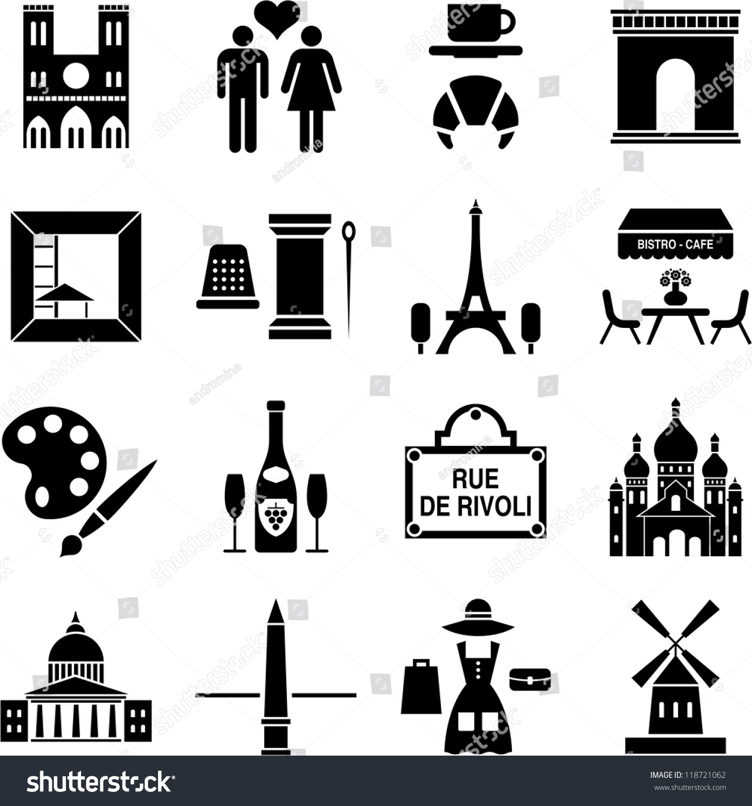 Paris Icons Stock Vector 118721062 - Shutterstock