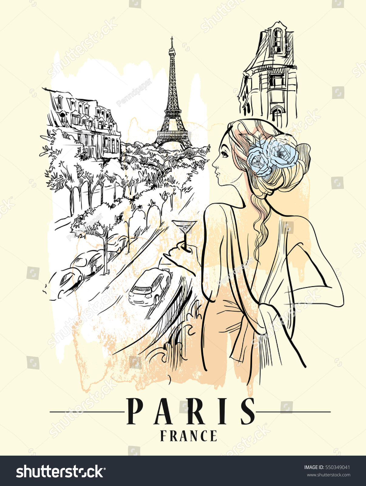 Paris Illustration Vector Artwork Stock Vector (Royalty Free) 550349041