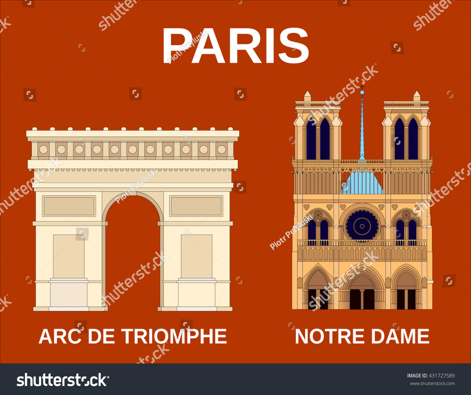 Paris Landmarks Vector Illustration Stock Vector (Royalty Free ...