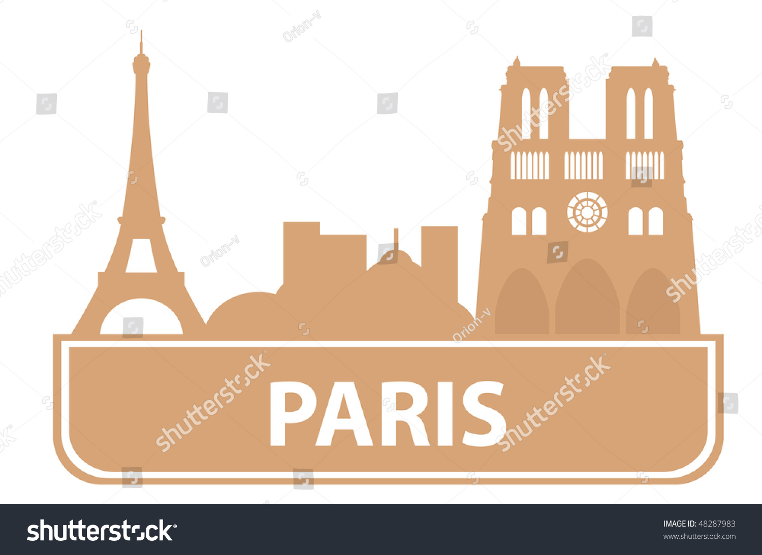 Paris Outline Vector Illustration Stock Vector (Royalty Free) 48287983