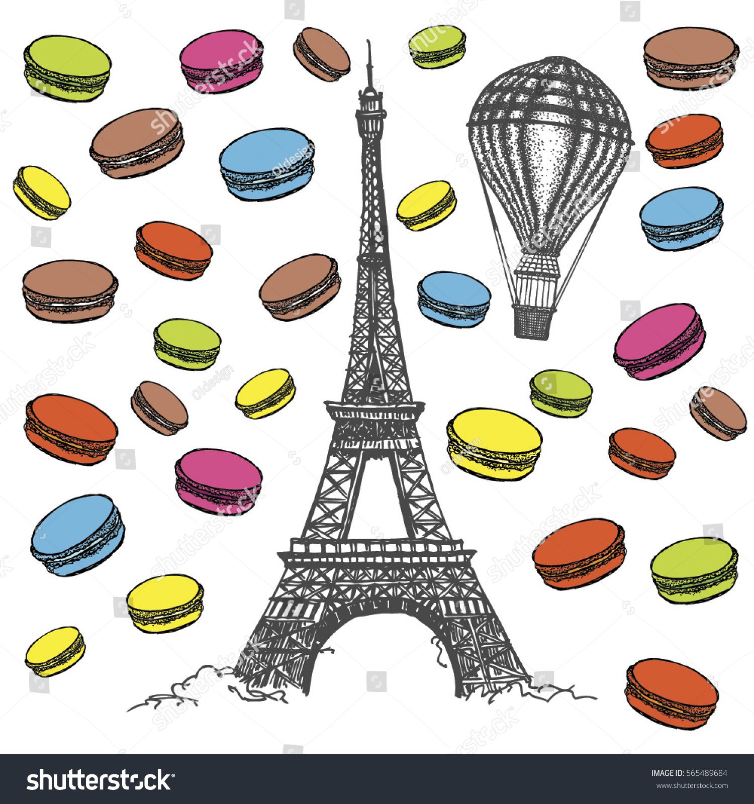 Paris Sketch Illustration Stock Vector (Royalty Free) 565489684 ...