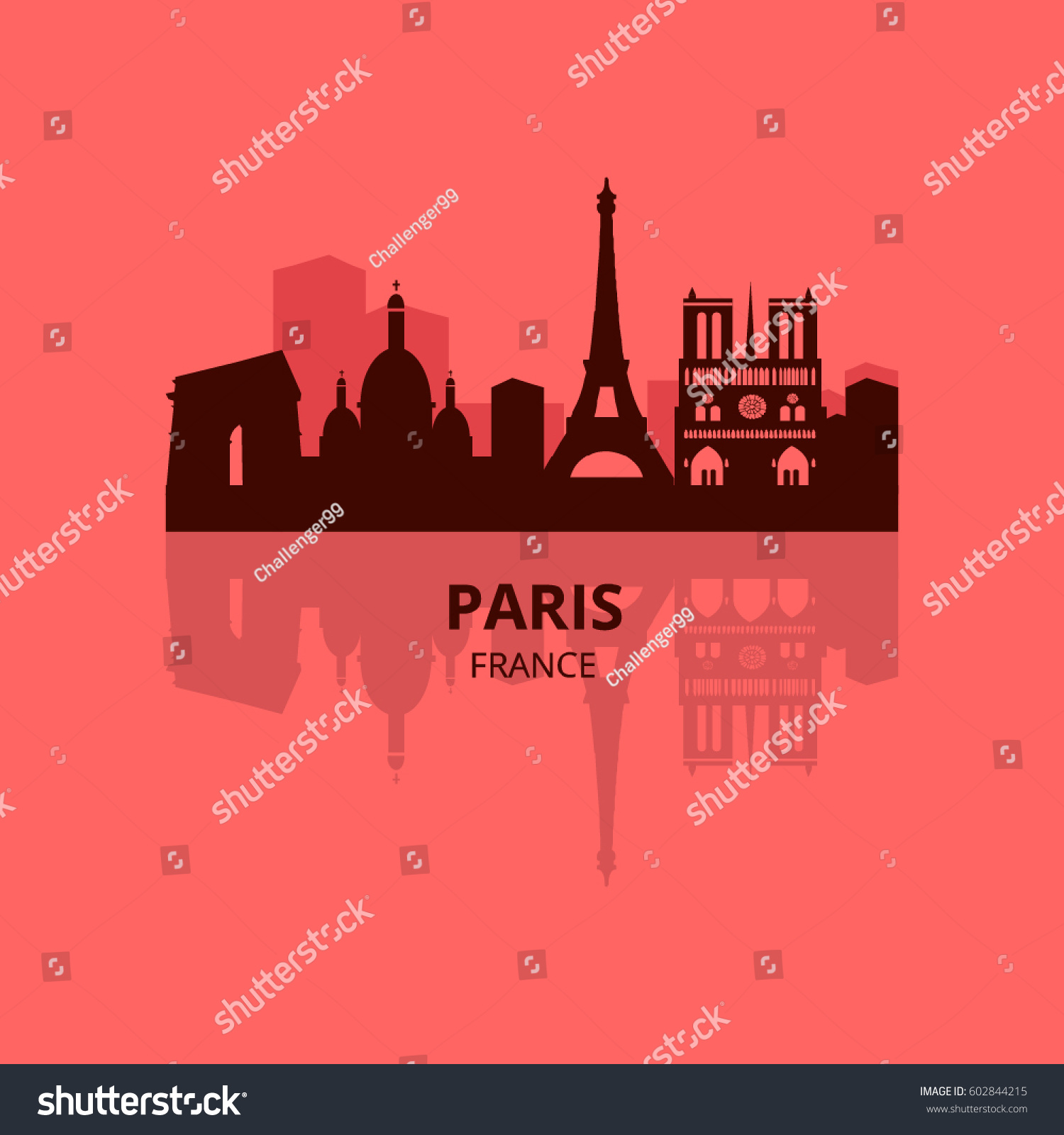 Paris Skyline Vector Stock Vector (Royalty Free) 602844215 | Shutterstock