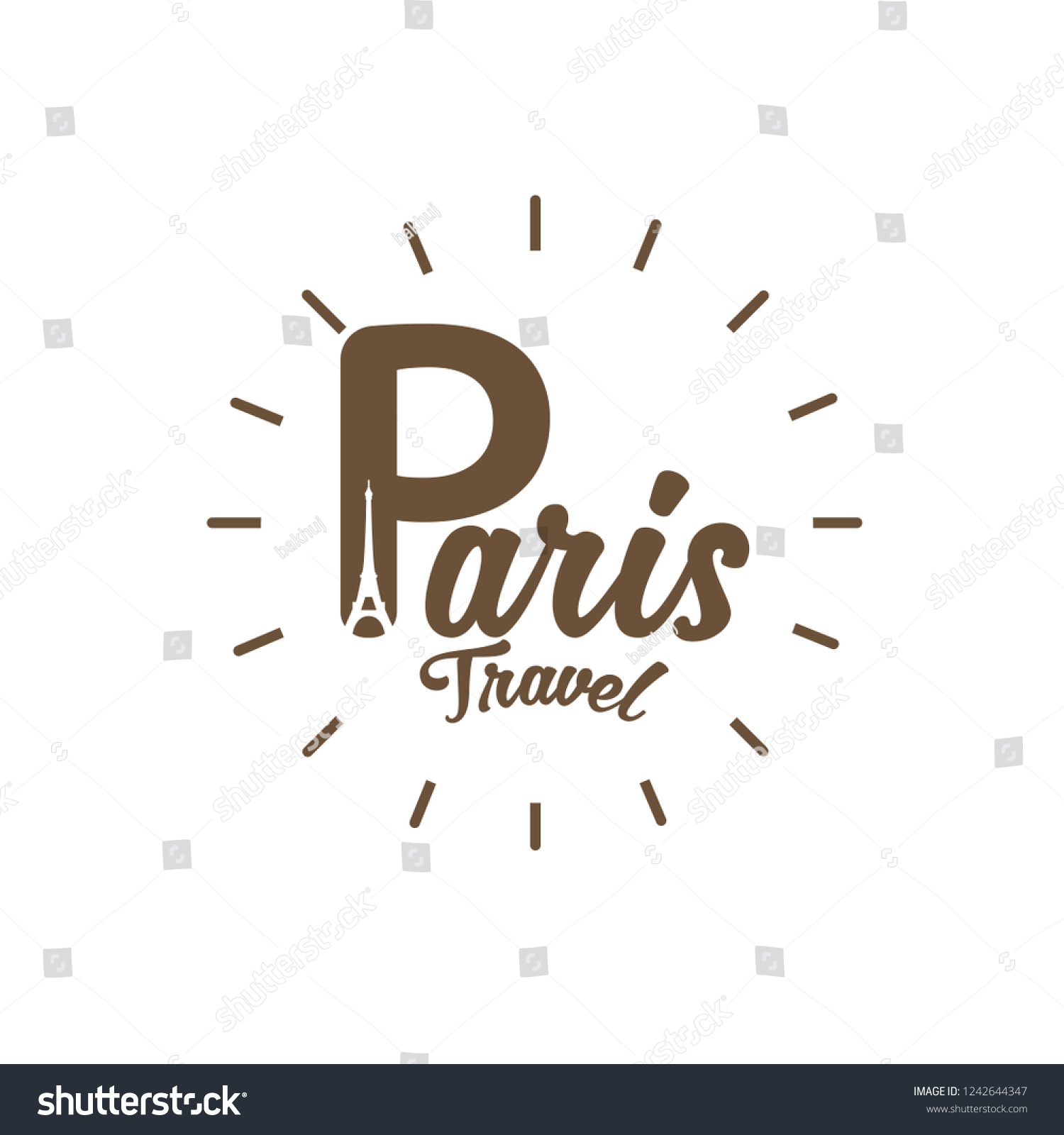Paris Travel Logo Vector Design Stock Vector (Royalty Free) 1242644347 ...