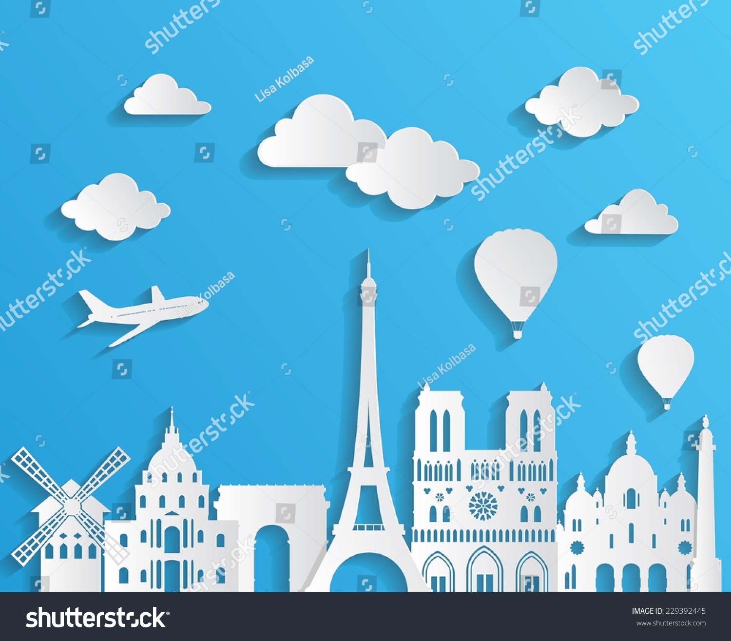Paris Vector Illustration Stock Vector (Royalty Free) 229392445