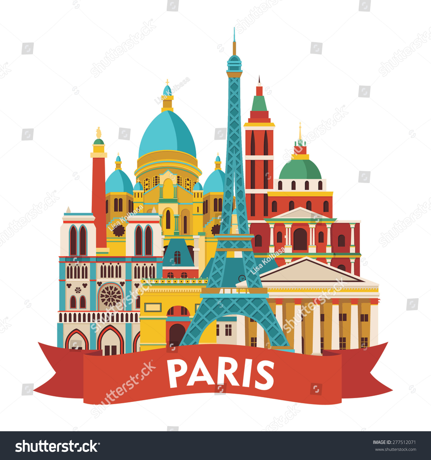 Paris Vector Illustration Stock Vector (Royalty Free) 277512071