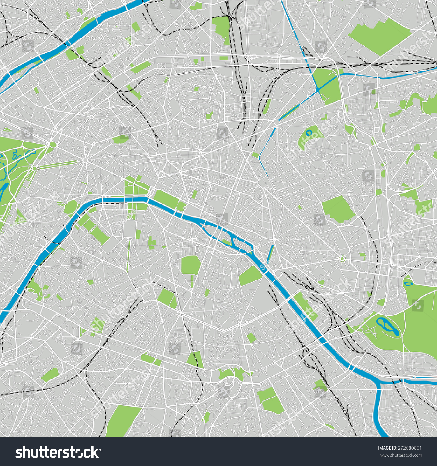 Paris Vector Map Ultra Detailed Stock Vector (Royalty Free) 292680851 ...