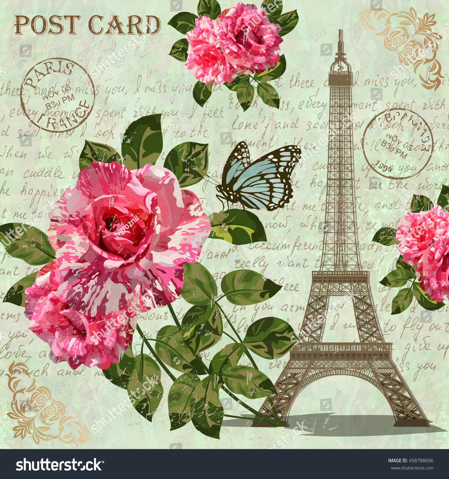 5,326 Vintage paris roses Images, Stock Photos & Vectors | Shutterstock